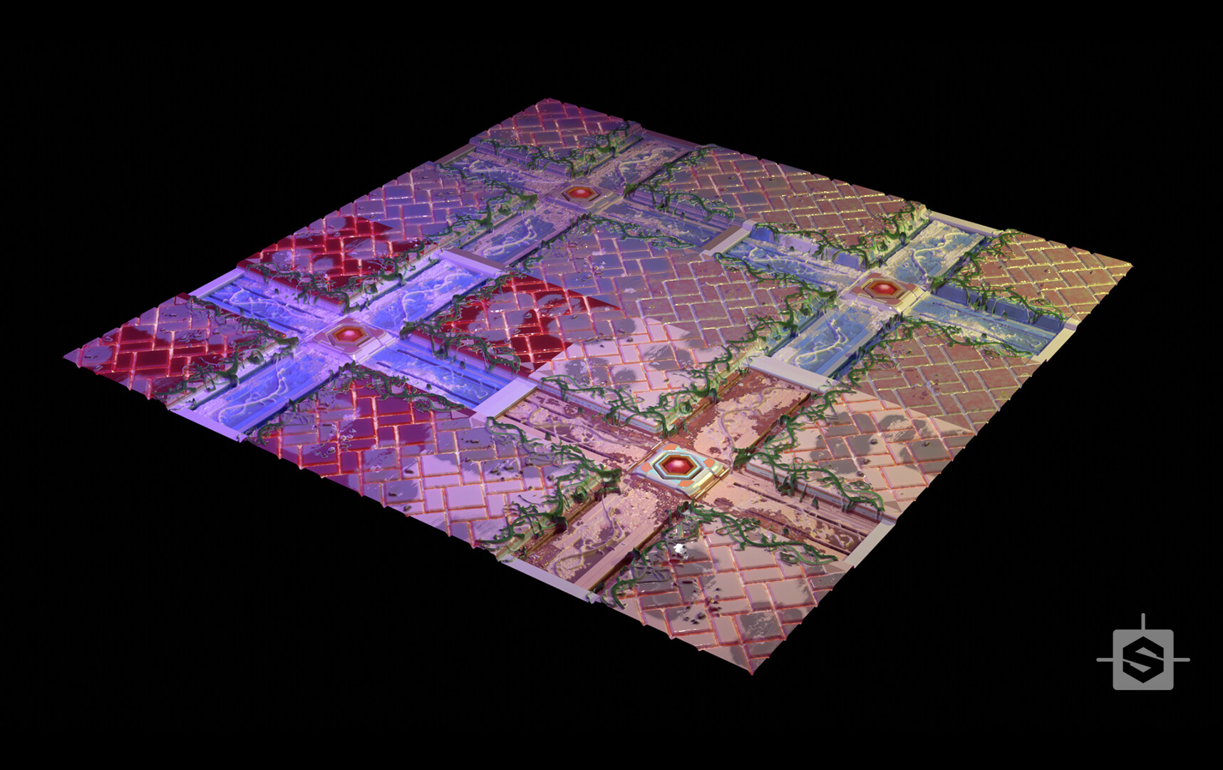 ArtStation - tiles, vines, ruby