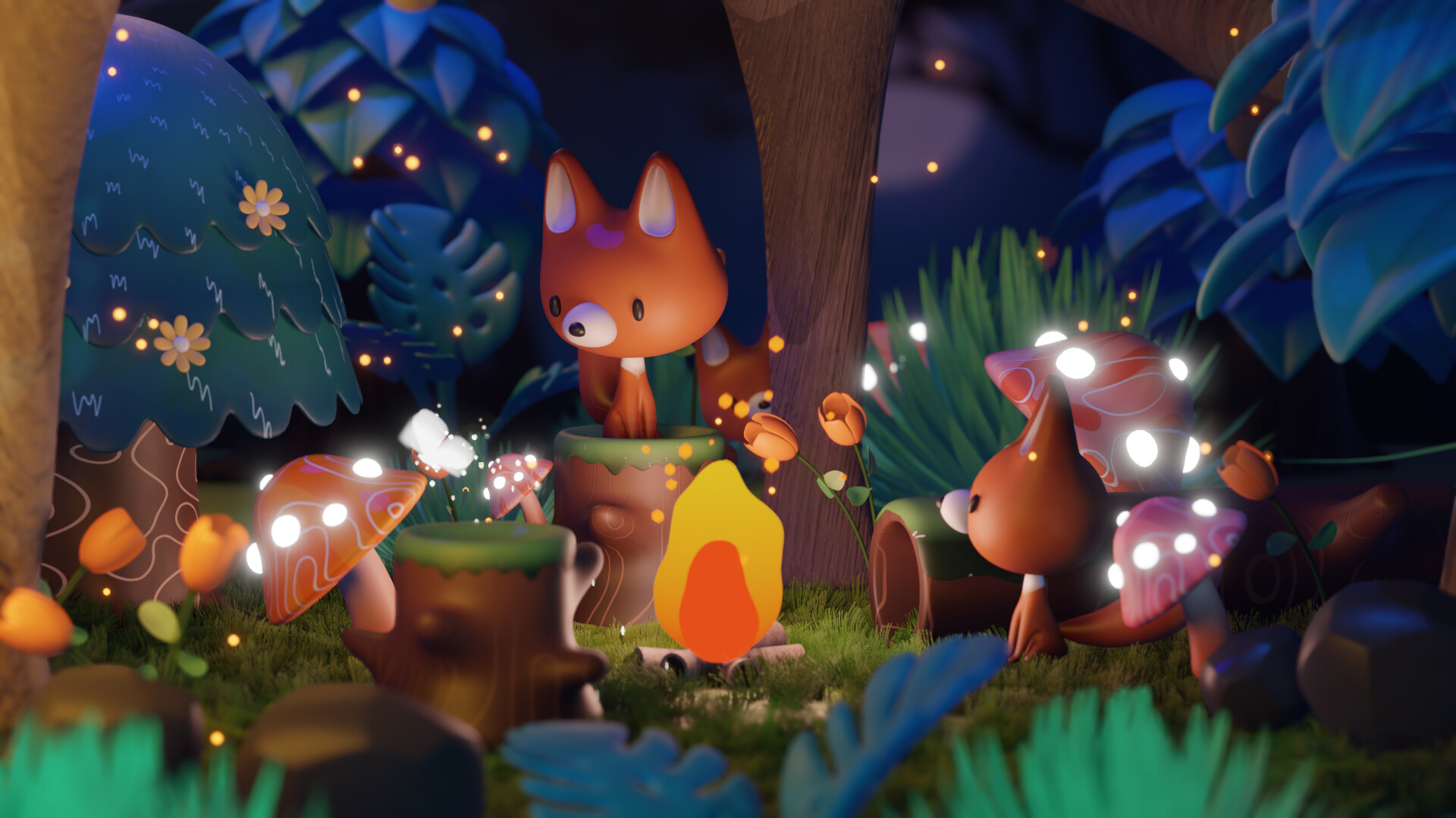 ArtStation - Fox in Enchanted Forest