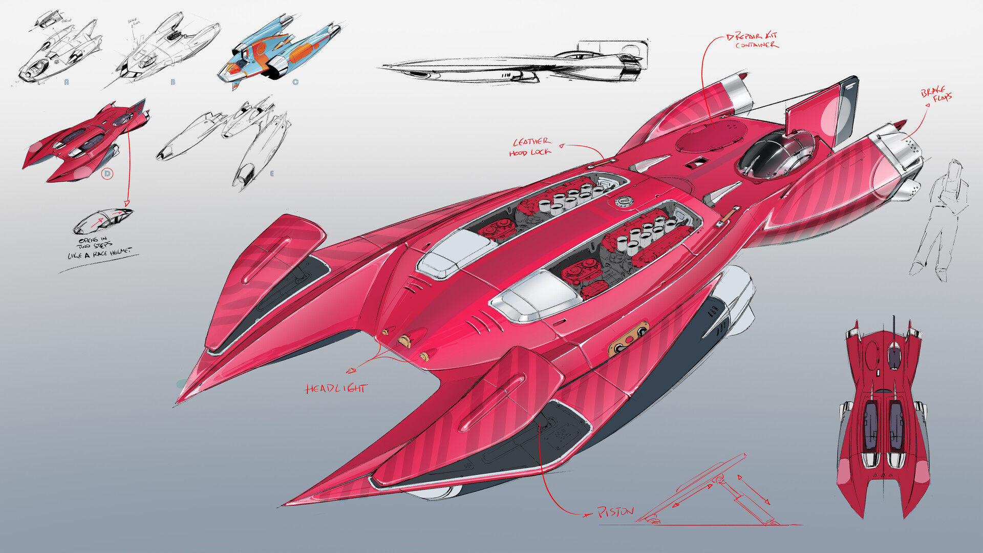 ArtStation - Retrofuturistic Racing Ship (WIP)