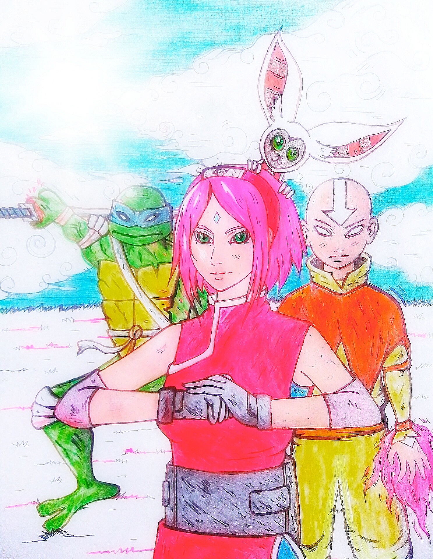 ArtStation - Sakura Haruno x Tmnt Leonardo x Avatar Aang