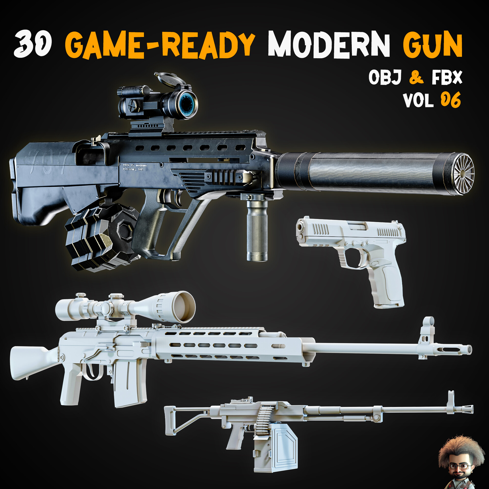ArtStation - 30 Game-Ready Modern Gun - Vol 06