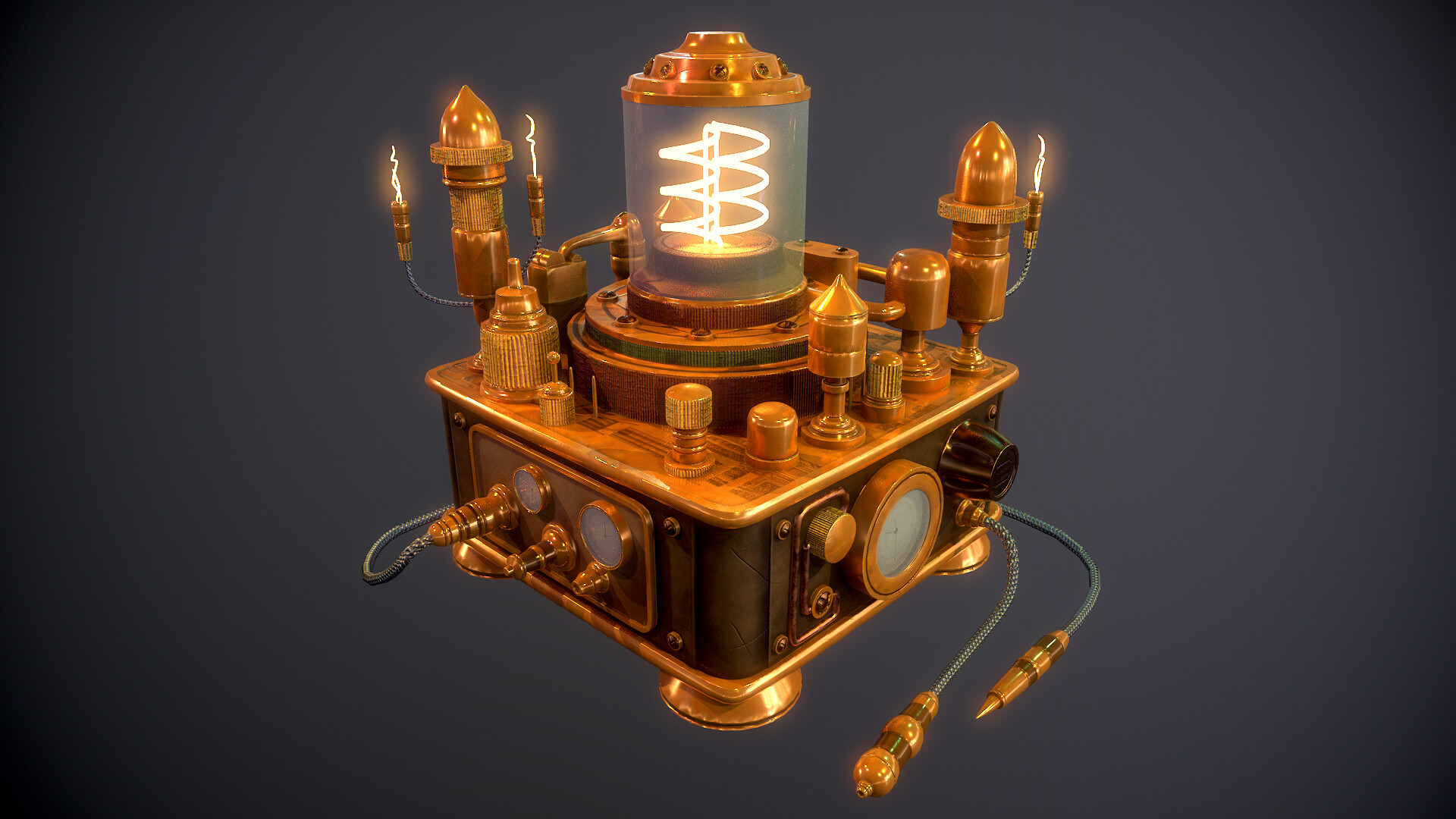 ArtStation - 3D EMF Device in Steampunk Style