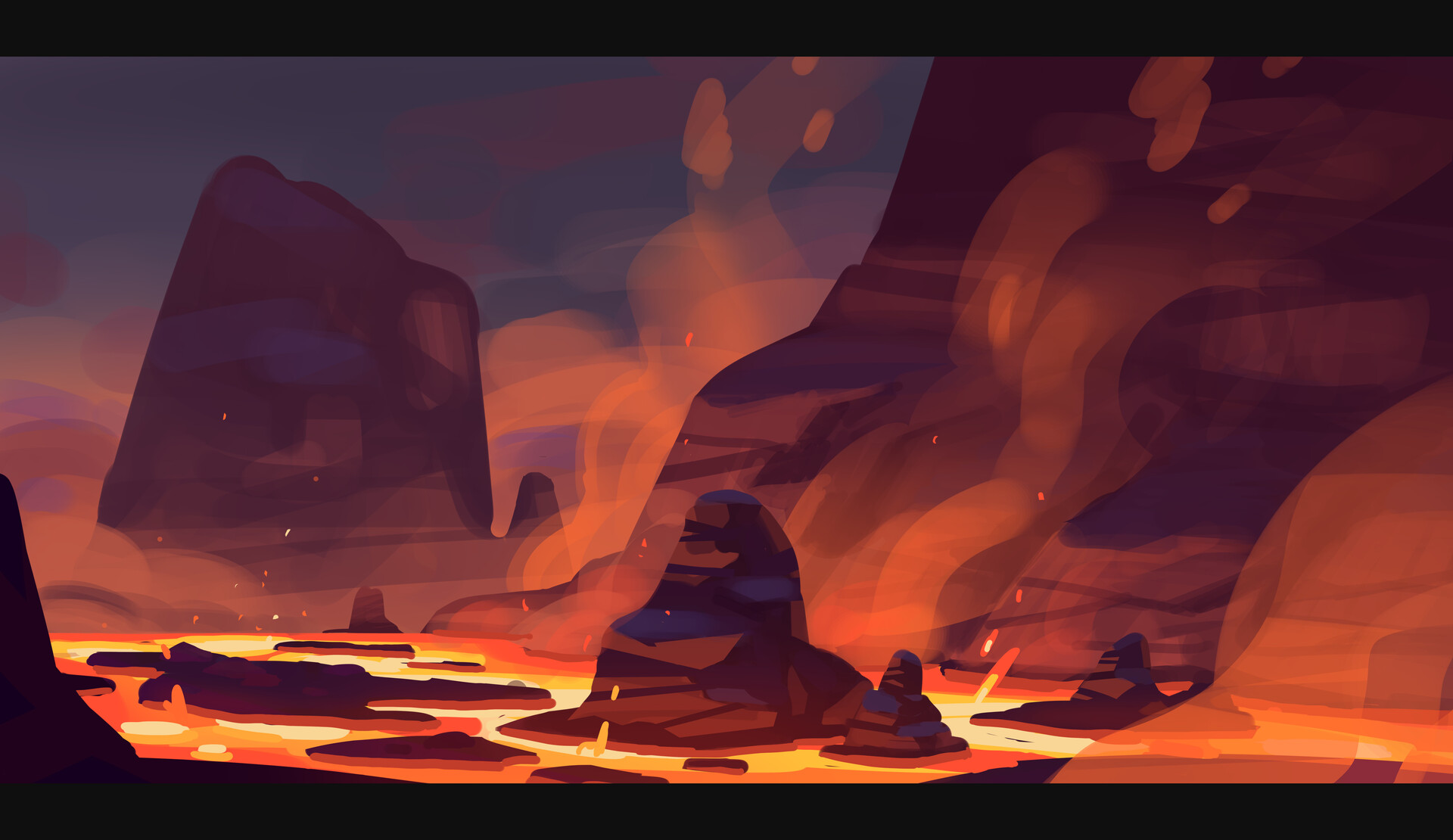 ArtStation - Lava river - Quick landscape study