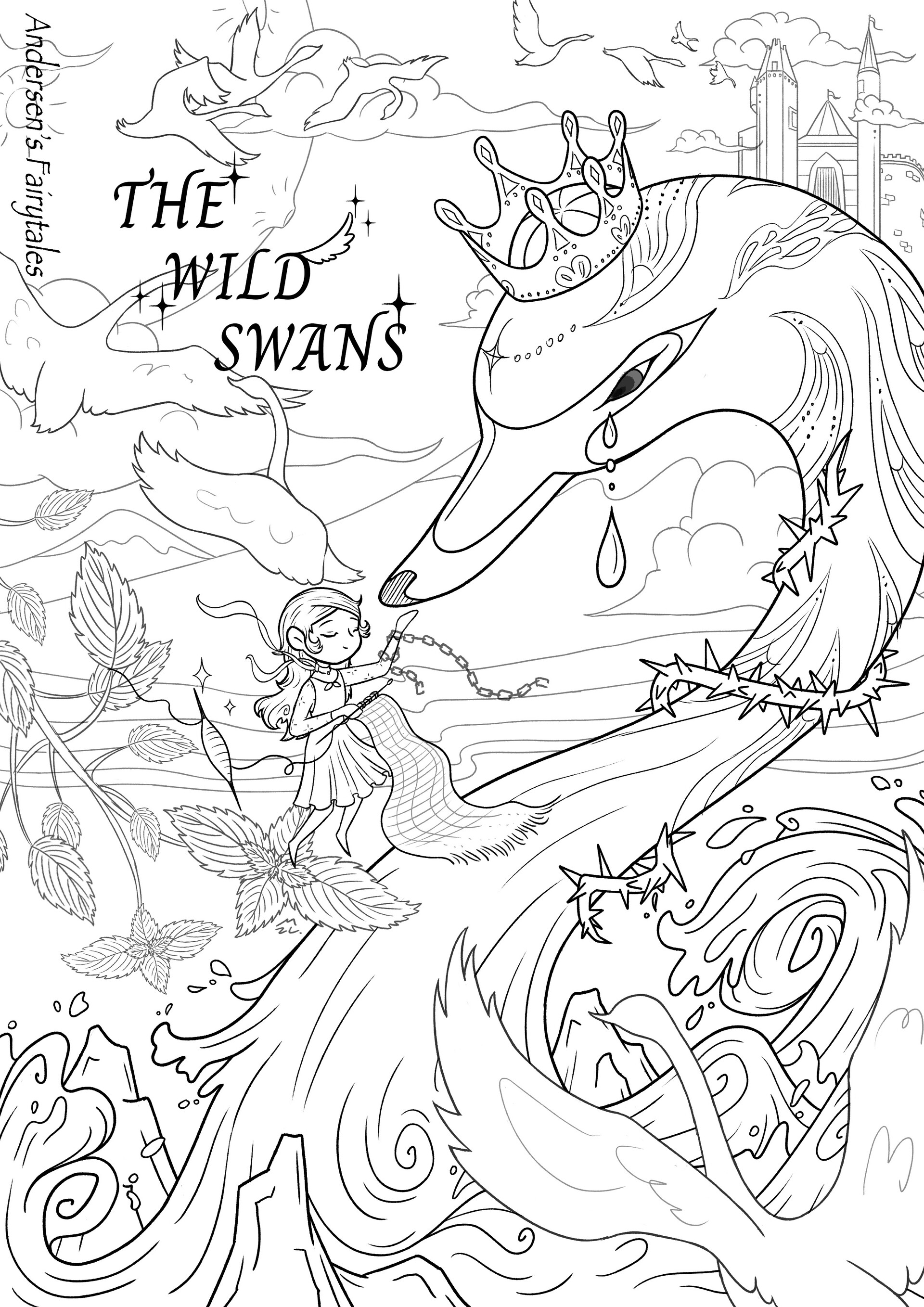 ArtStation - Book cover design sketch- The Wild Swans