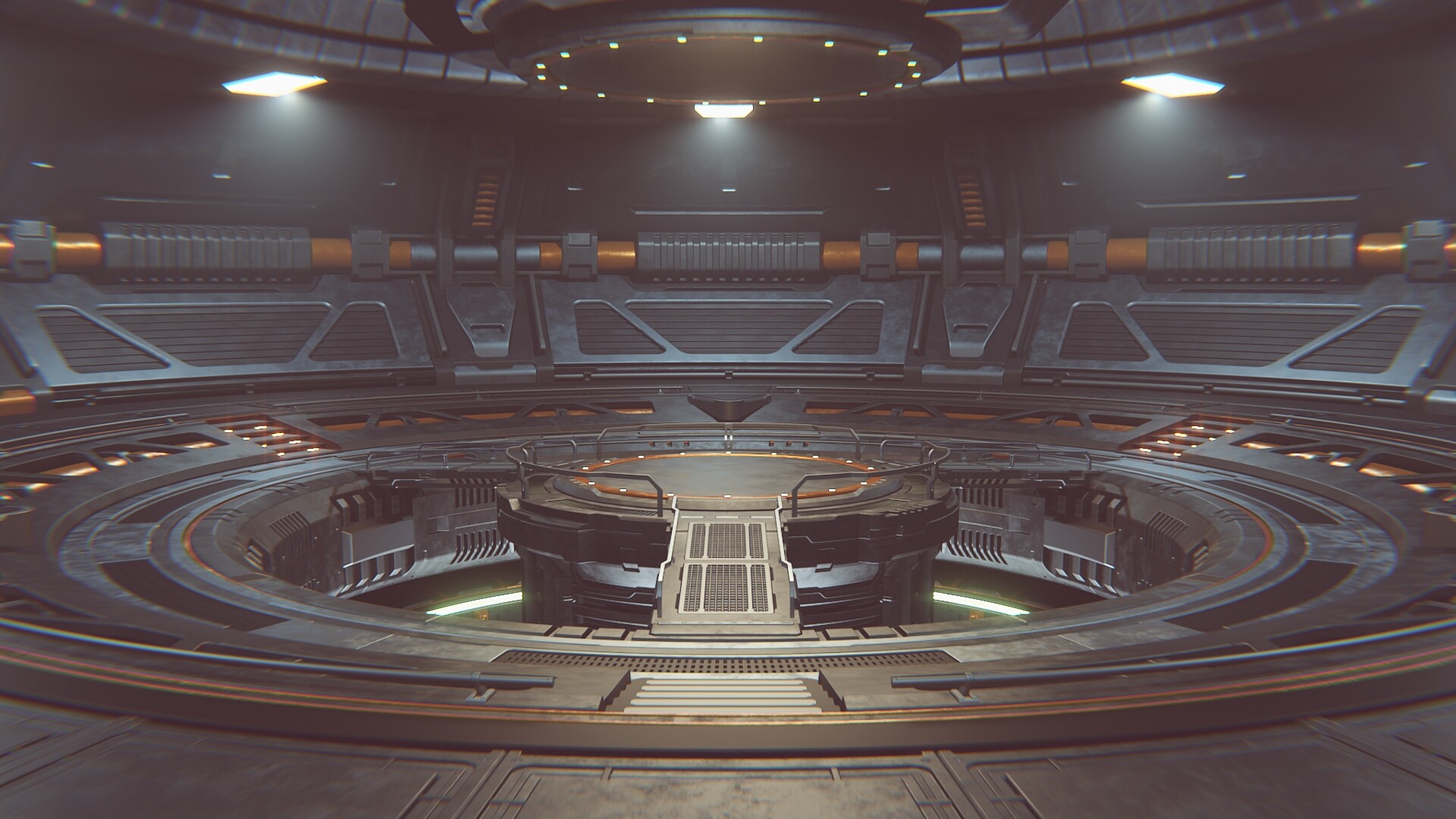 ArtStation - Sci-fi Industrial Hangar Scene -Tesla