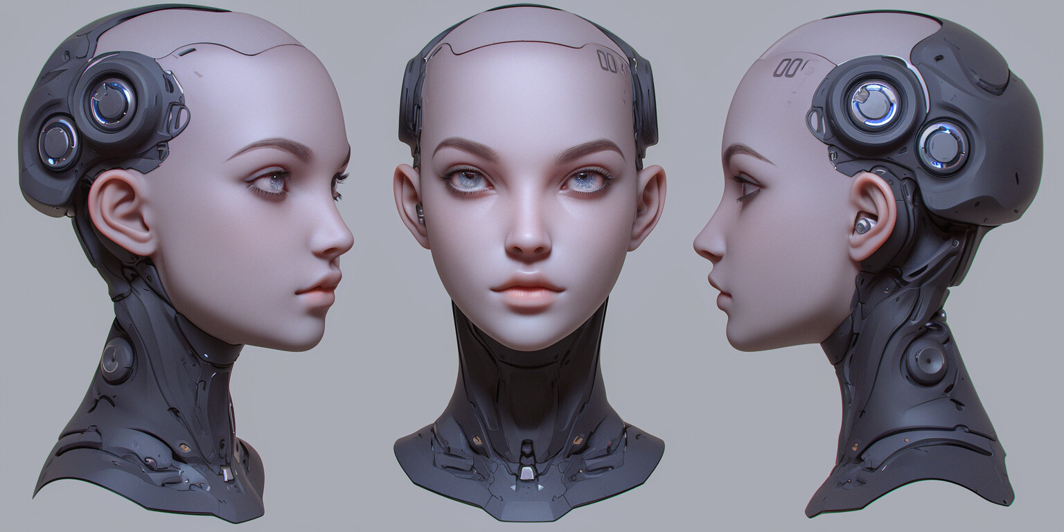 3D Head Sculpt References in 4K - Tika Art - +300 Female Android Head ...