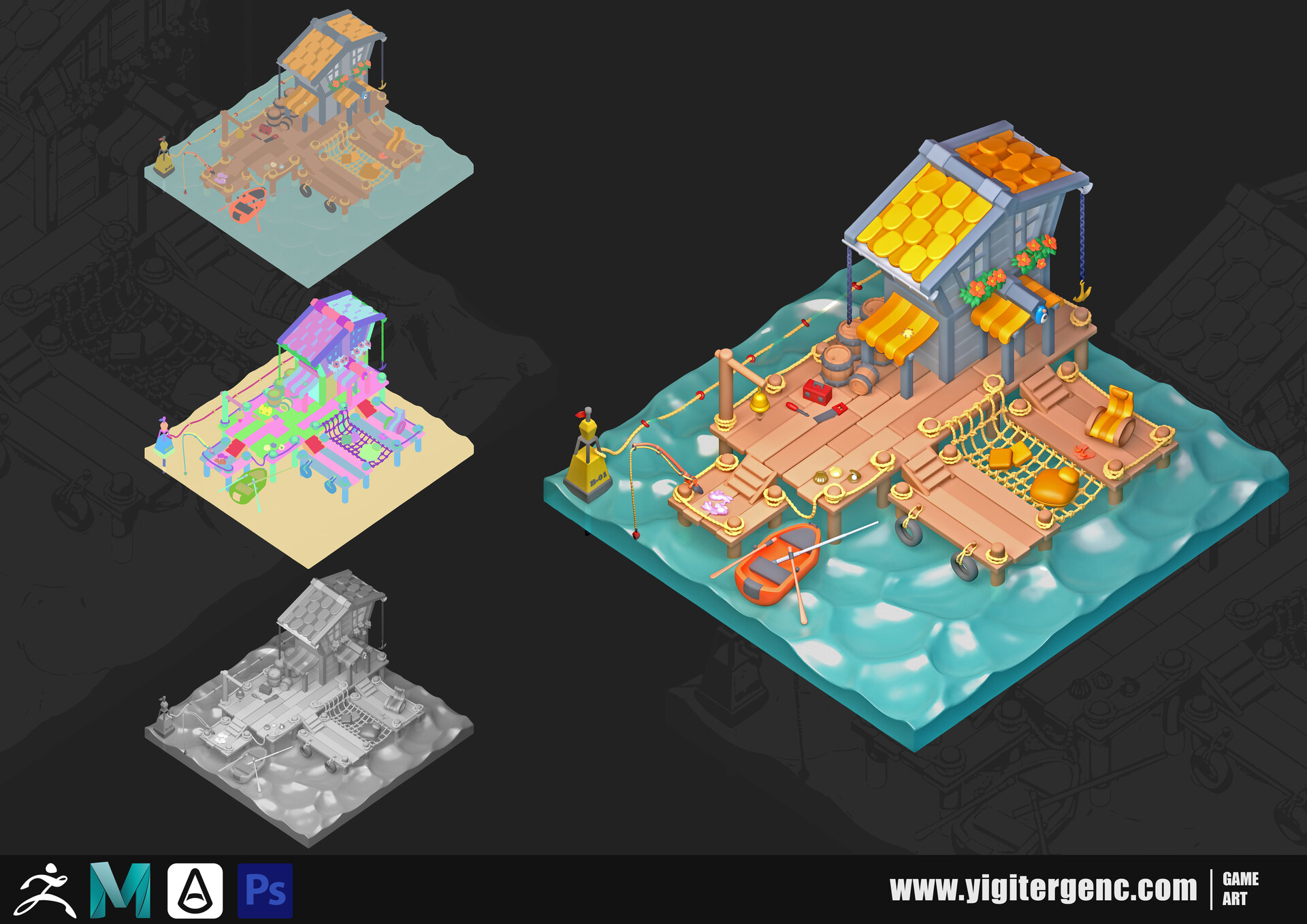 ArtStation - Casual Puzzle Game Real-time Assets Sea Village