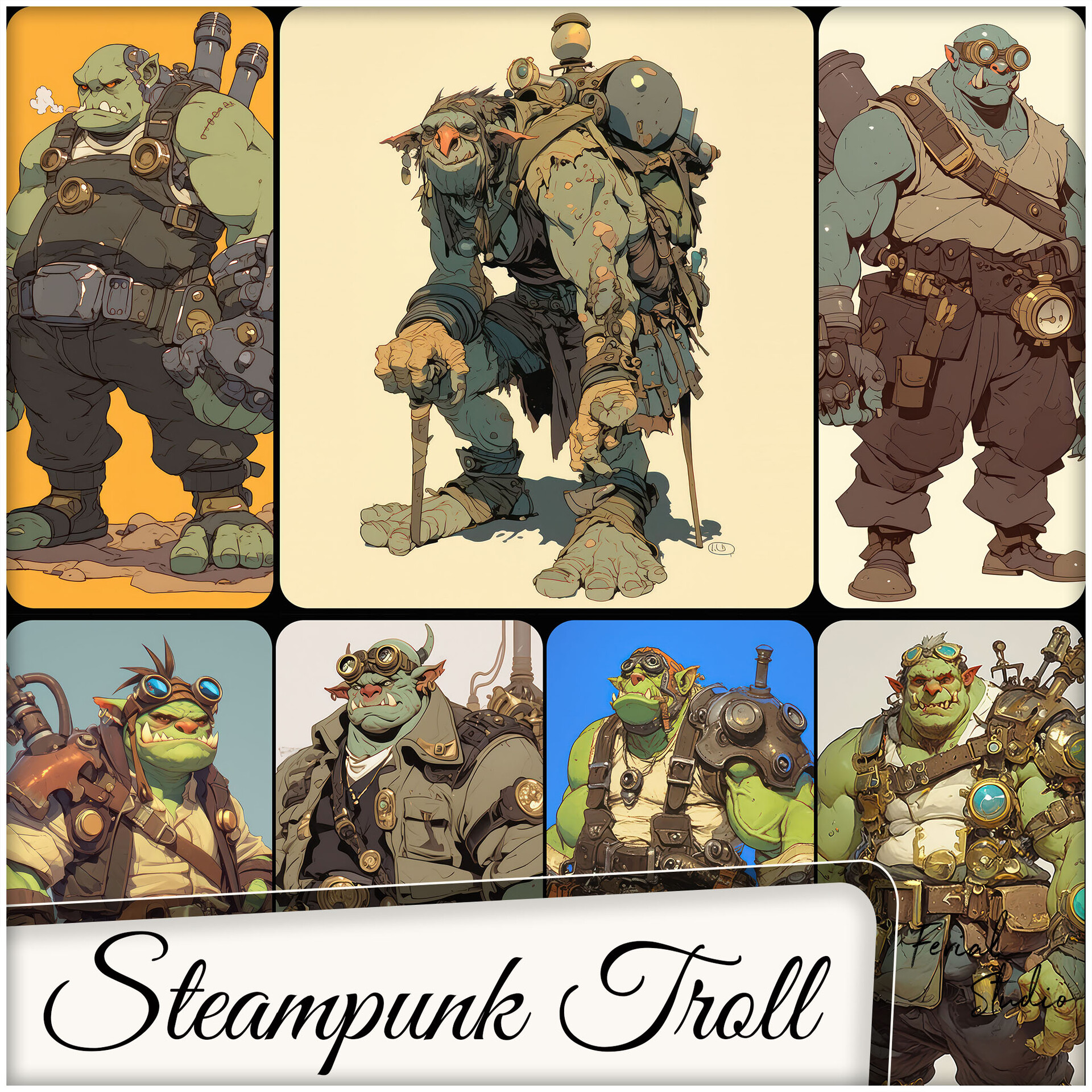 Ferial Studio - 🔹260 Steampunk Troll - Cartoon Character Reference ...