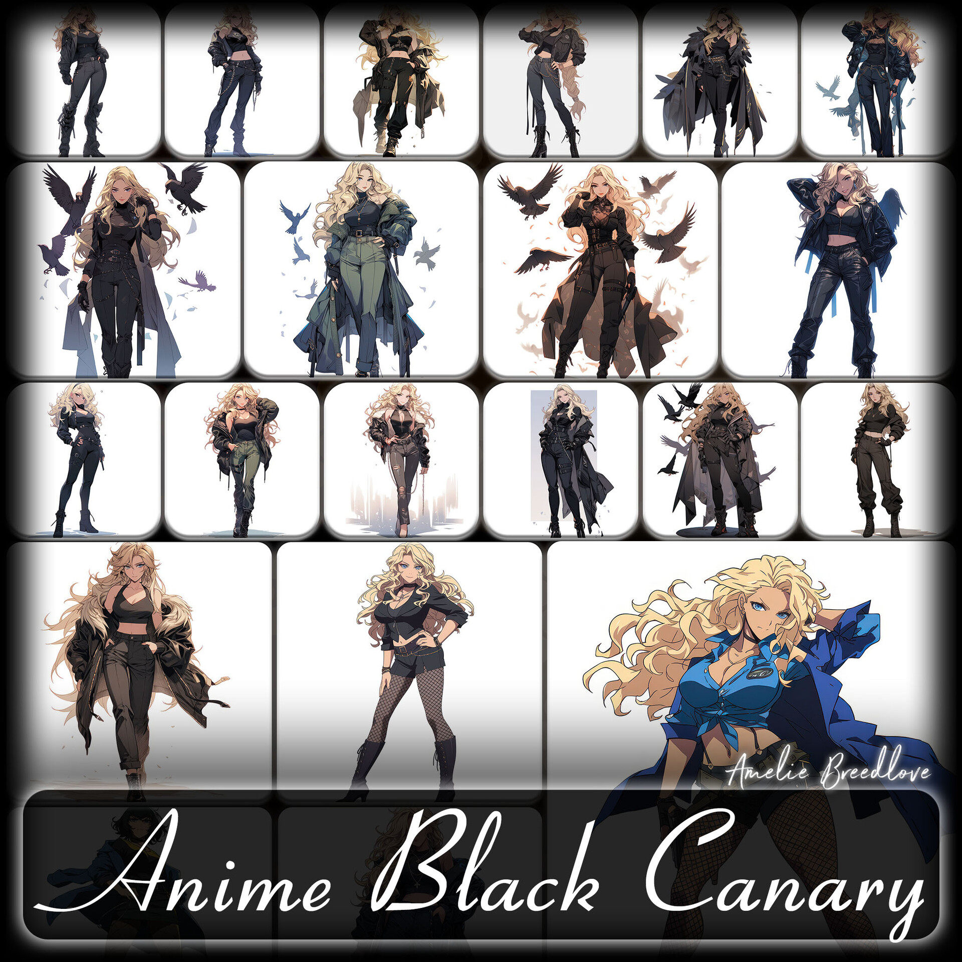 Amelie Anime - 200 Anime Black Canary (Full Body) Reference Pack | 4K | v.9