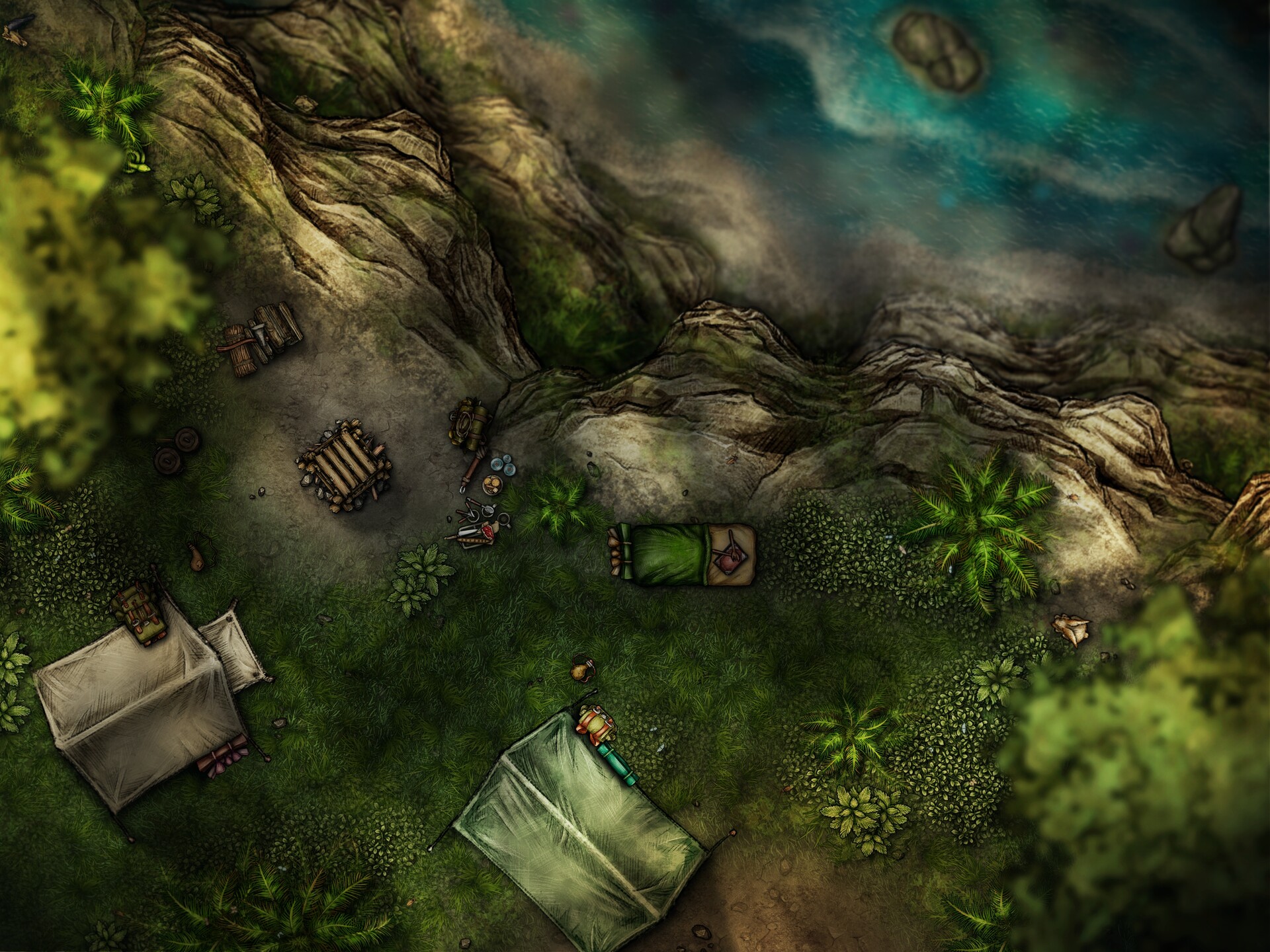 ArtStation - Mountain Campsite [Day] [Dragons of Stormwreck Isle]