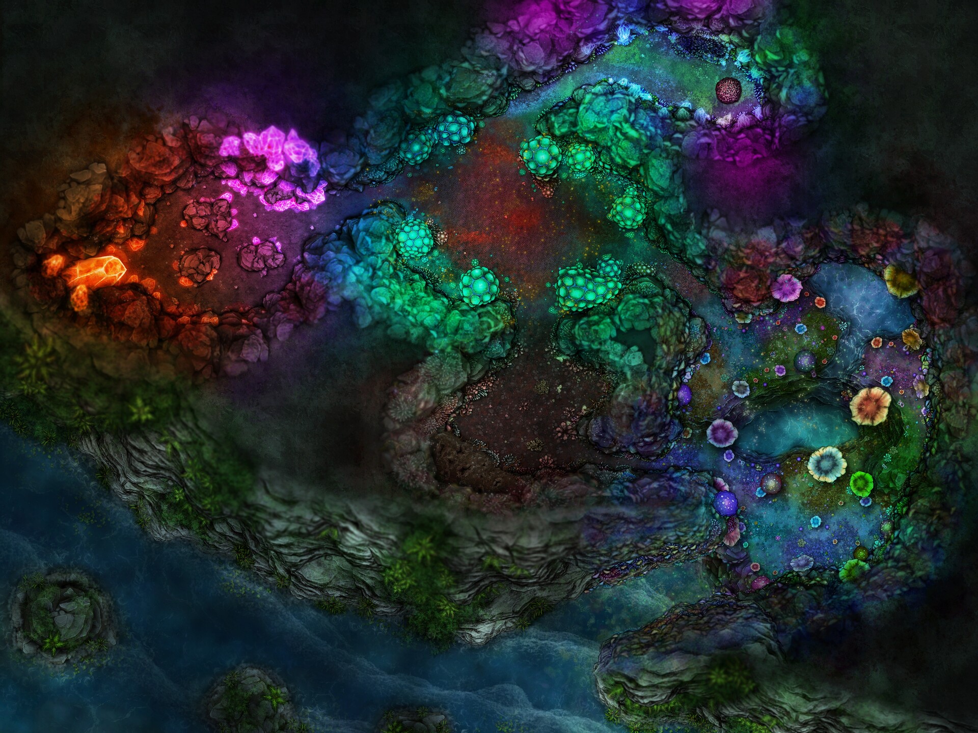 ArtStation - Seagrow Caves [Night] [Dragons of Stormwreck Isle]