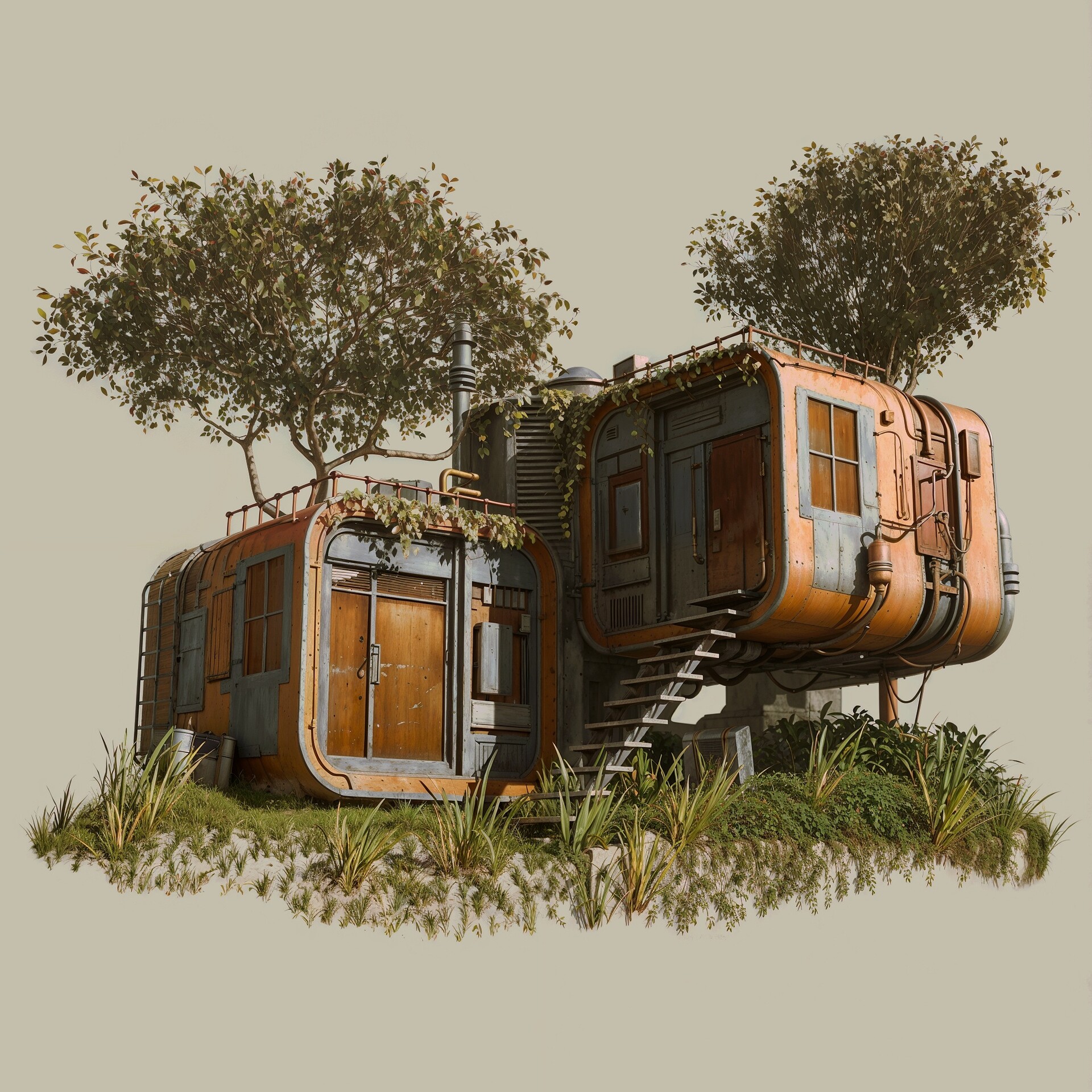 ArtStation - Cyber Cabin Diorama