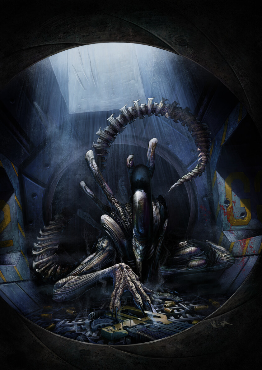 ArtStation - H.R Giger inspired Xenomorph illustration FREE hi-res giveaway