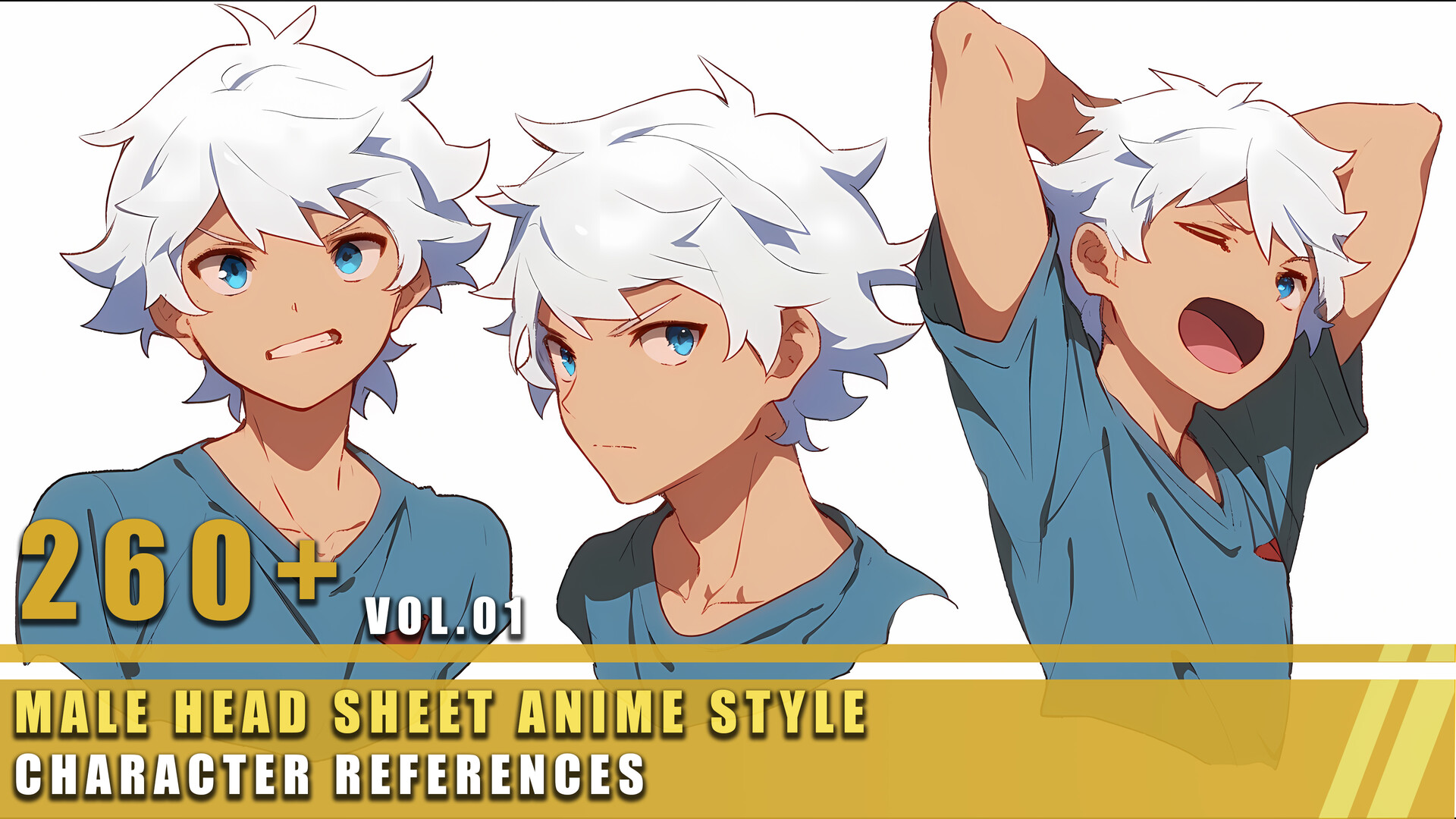 WaterLaw's Studio - 260+ Male Head Sheet Anime Style - Character ...