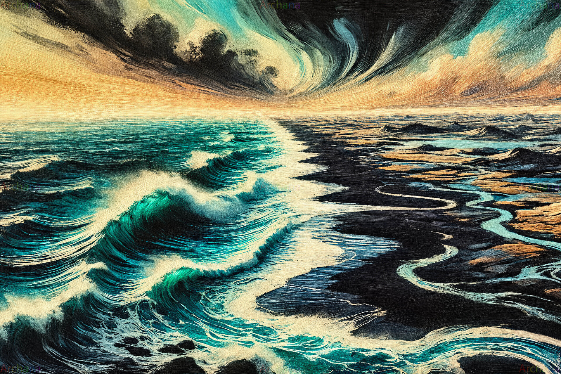 Archana - Turquoise Waves on Black Shores: Iceland’s Coastline in Bold ...