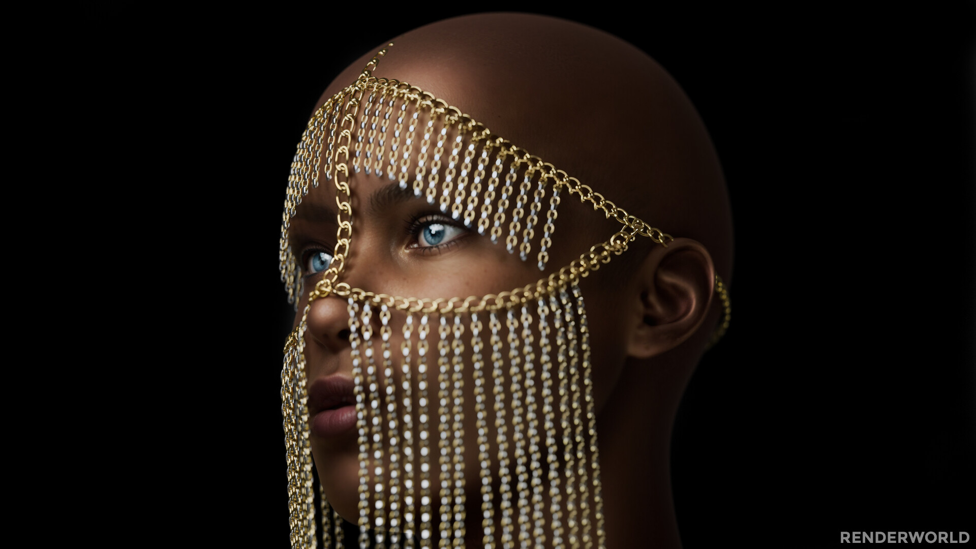 ArtStation - Photorealistic 3D Portrait with Persian Chain Veil Jewelry