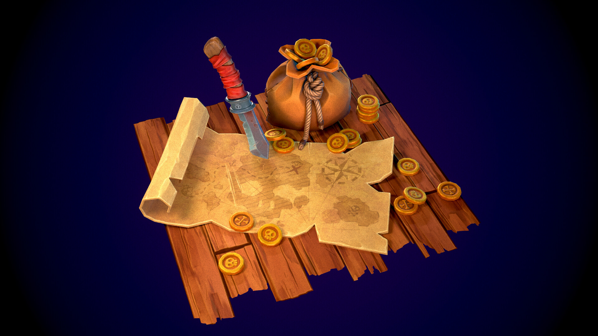 Aleksandr Osmolovskiy - Treasure map - Pirate props