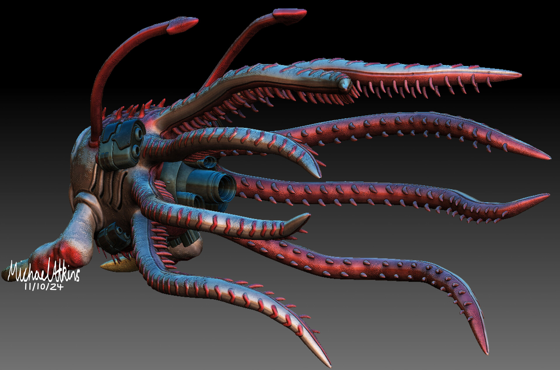 ArtStation - Michael Atkins 3D Worm Tentacle Alien Back
