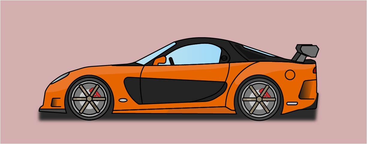 ArtStation - Veilside RX7 side view illustration