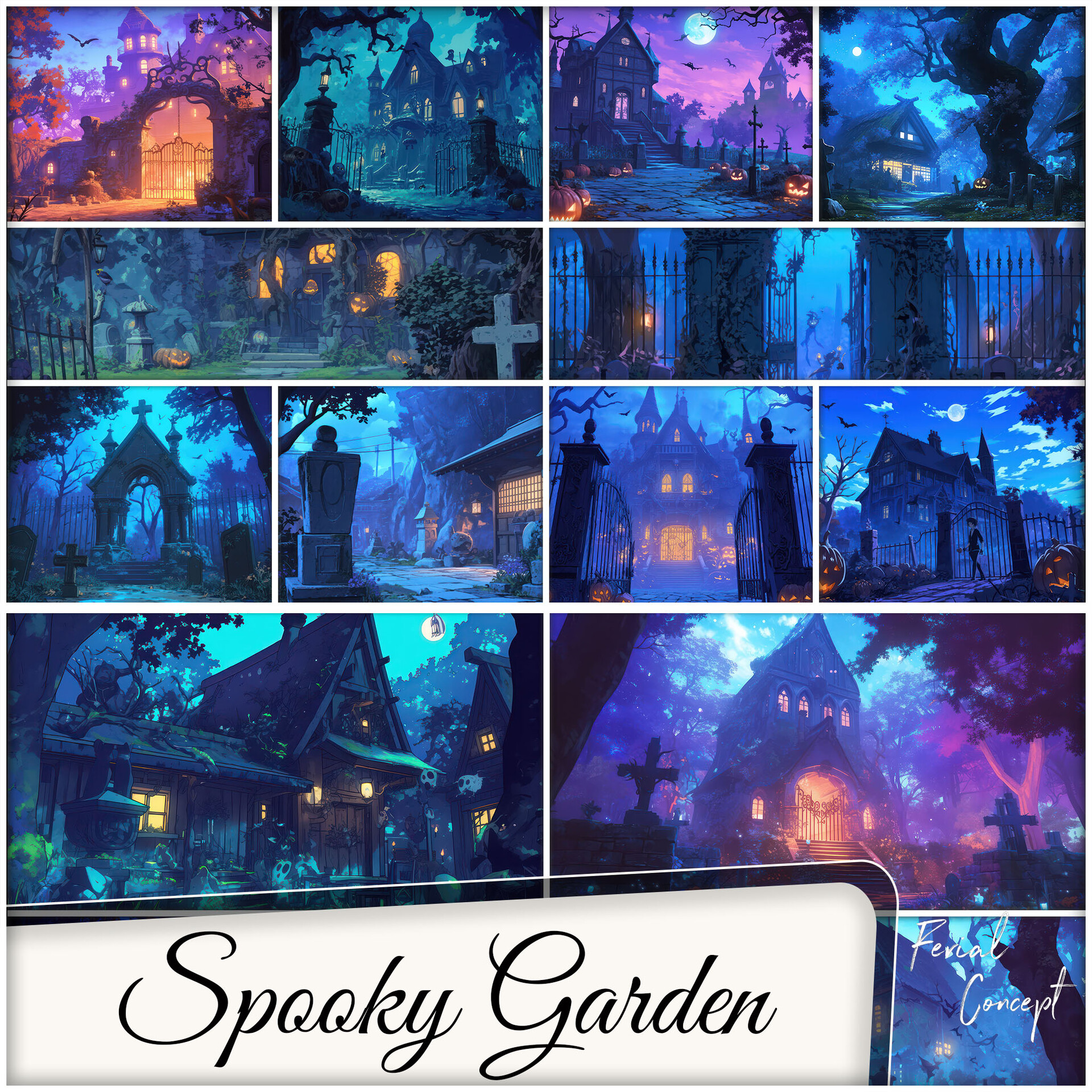 Ferial Concept - 🔹200 Spooky Garden - Anime Concept Reference Image ...