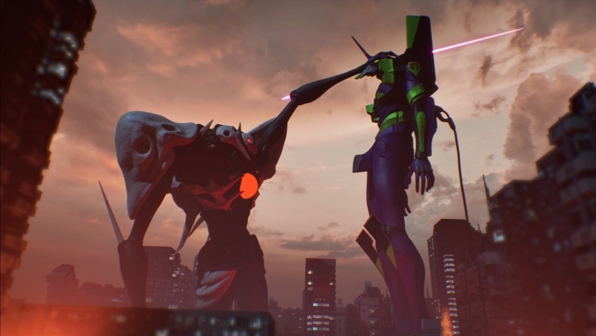 ArtStation - The third angel Sachiel fight with Evanelion test type 01