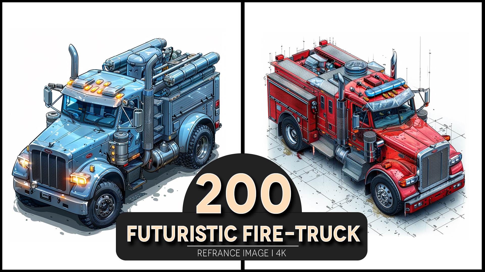 Pixel Ref - Futuristic Fire-Truck 4K Reference/Concept Images