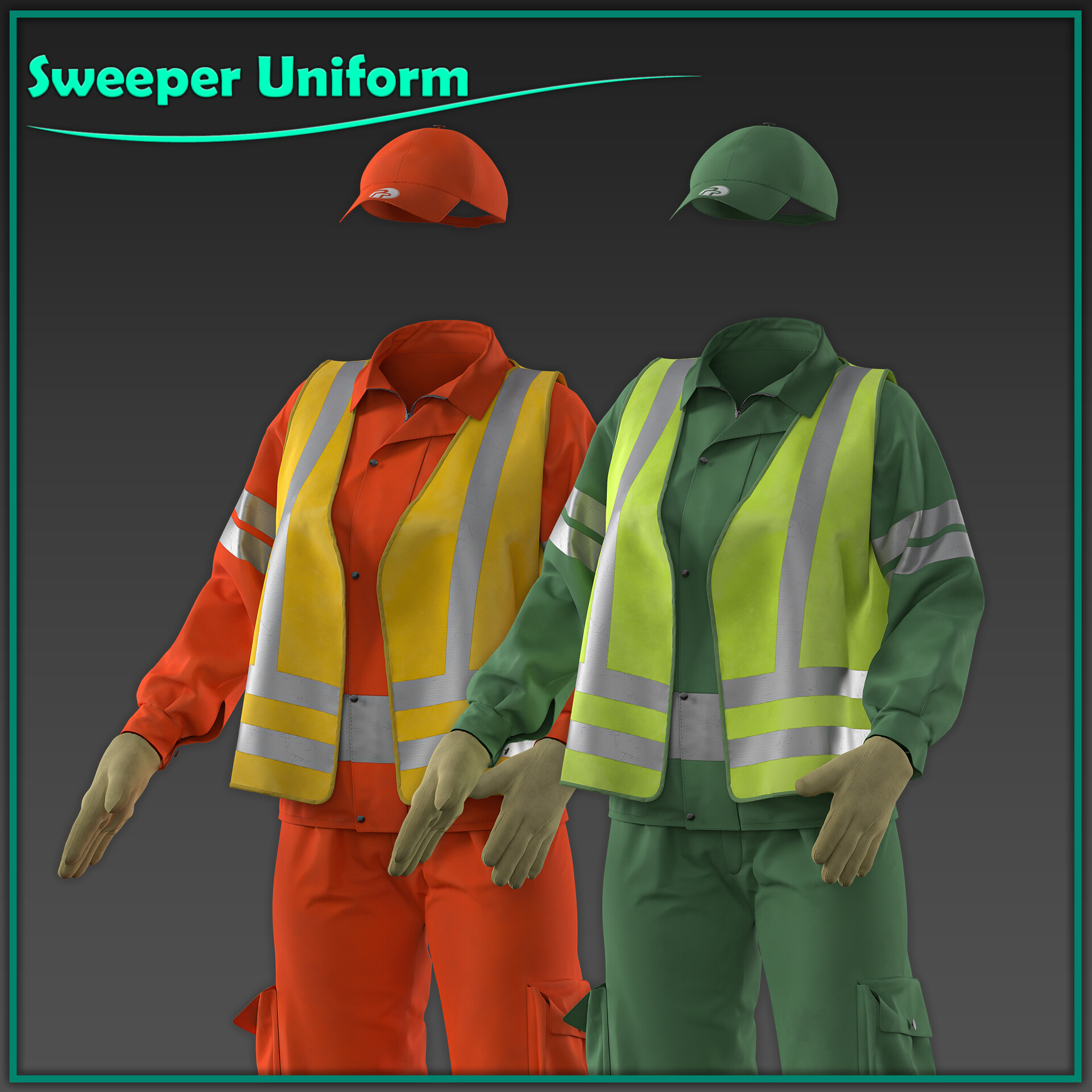 ArtStation - female street sweeper uniform