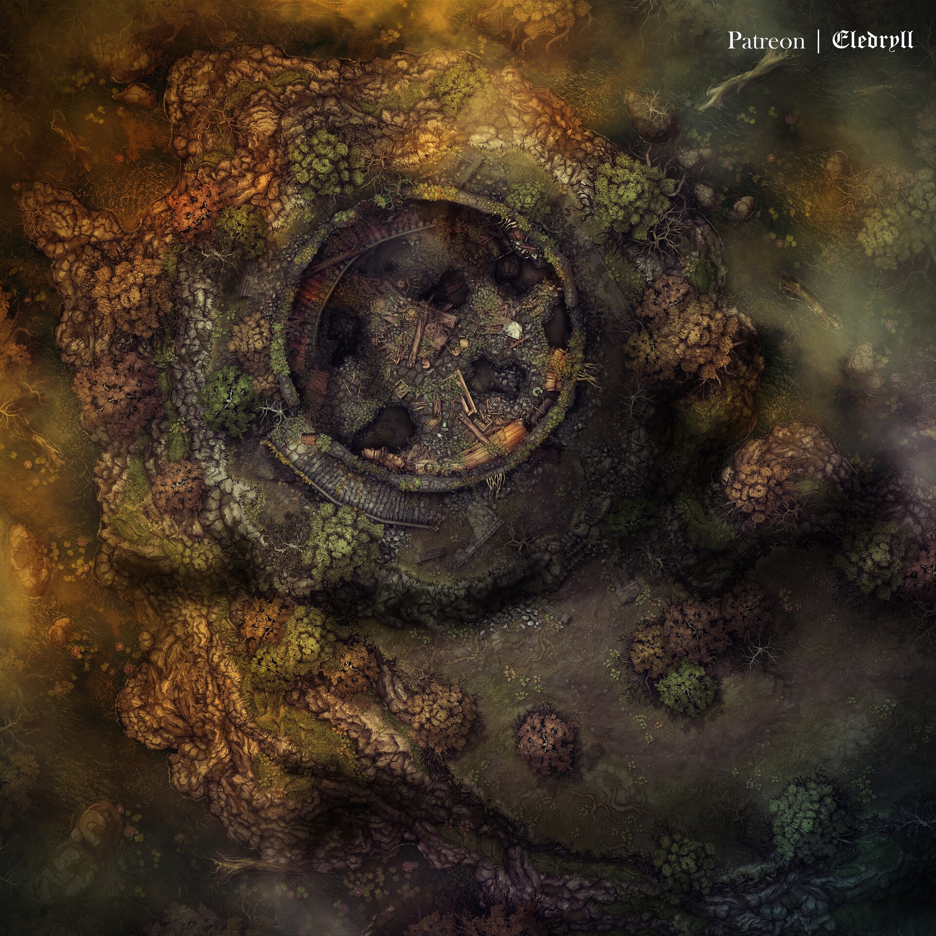 ArtStation - Ruined Tower [40x40] - Battlemap for D&D and Pathfinder