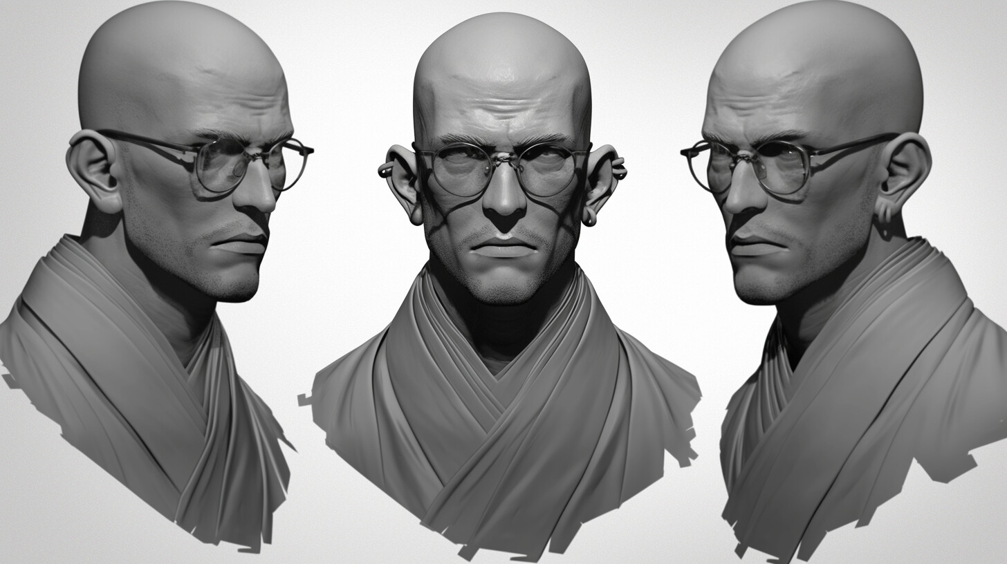 3D Head Sculpt References in 4K - Tika Art - +300 Scholar Monk Head ...