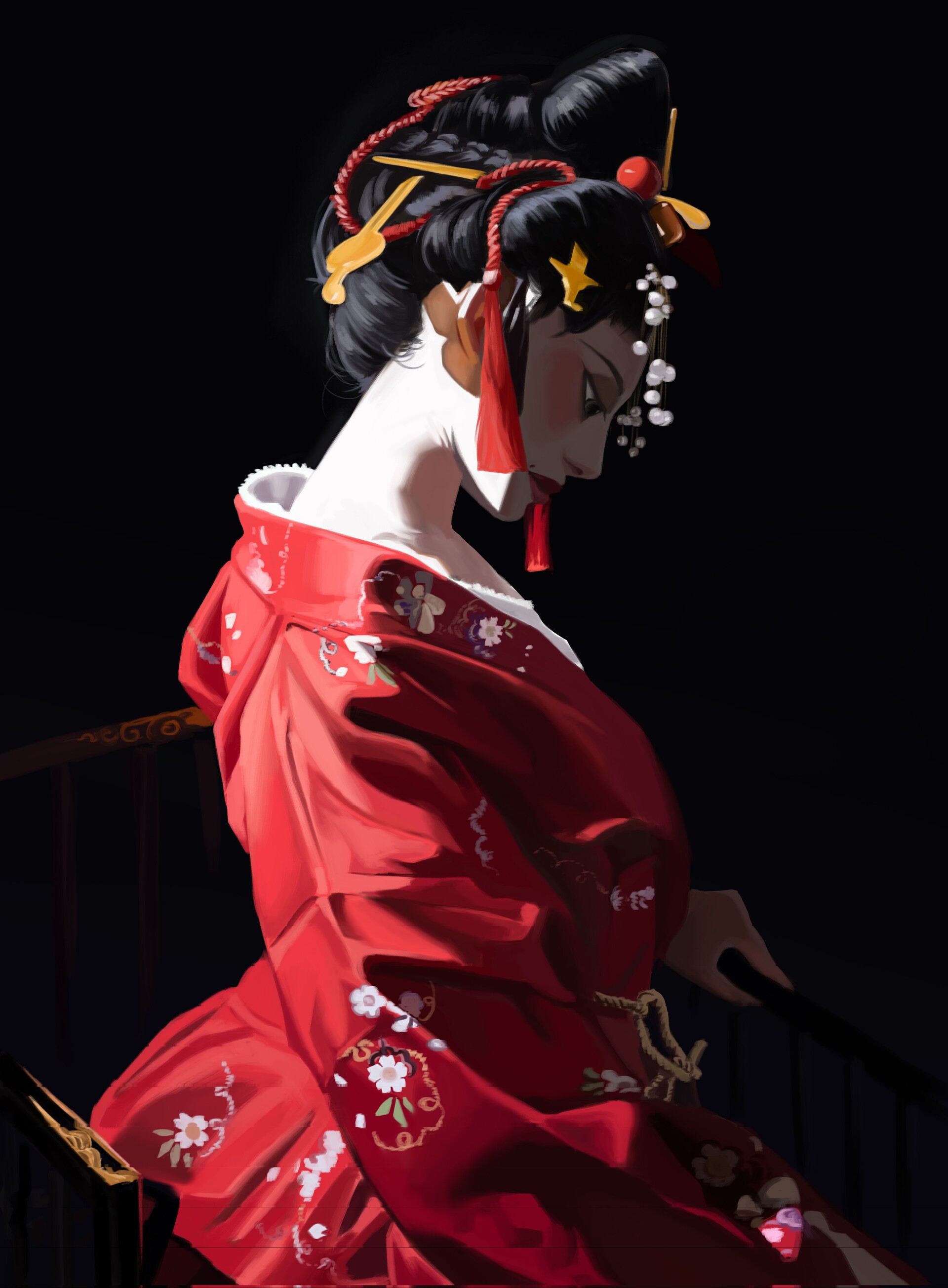 ArtStation - geisha digital painting study.