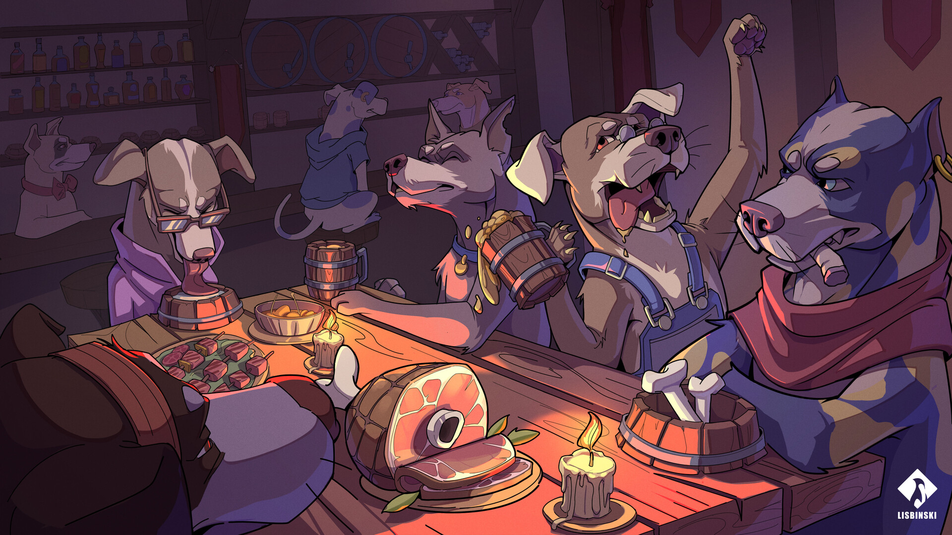 ArtStation - Dogs in the tavern