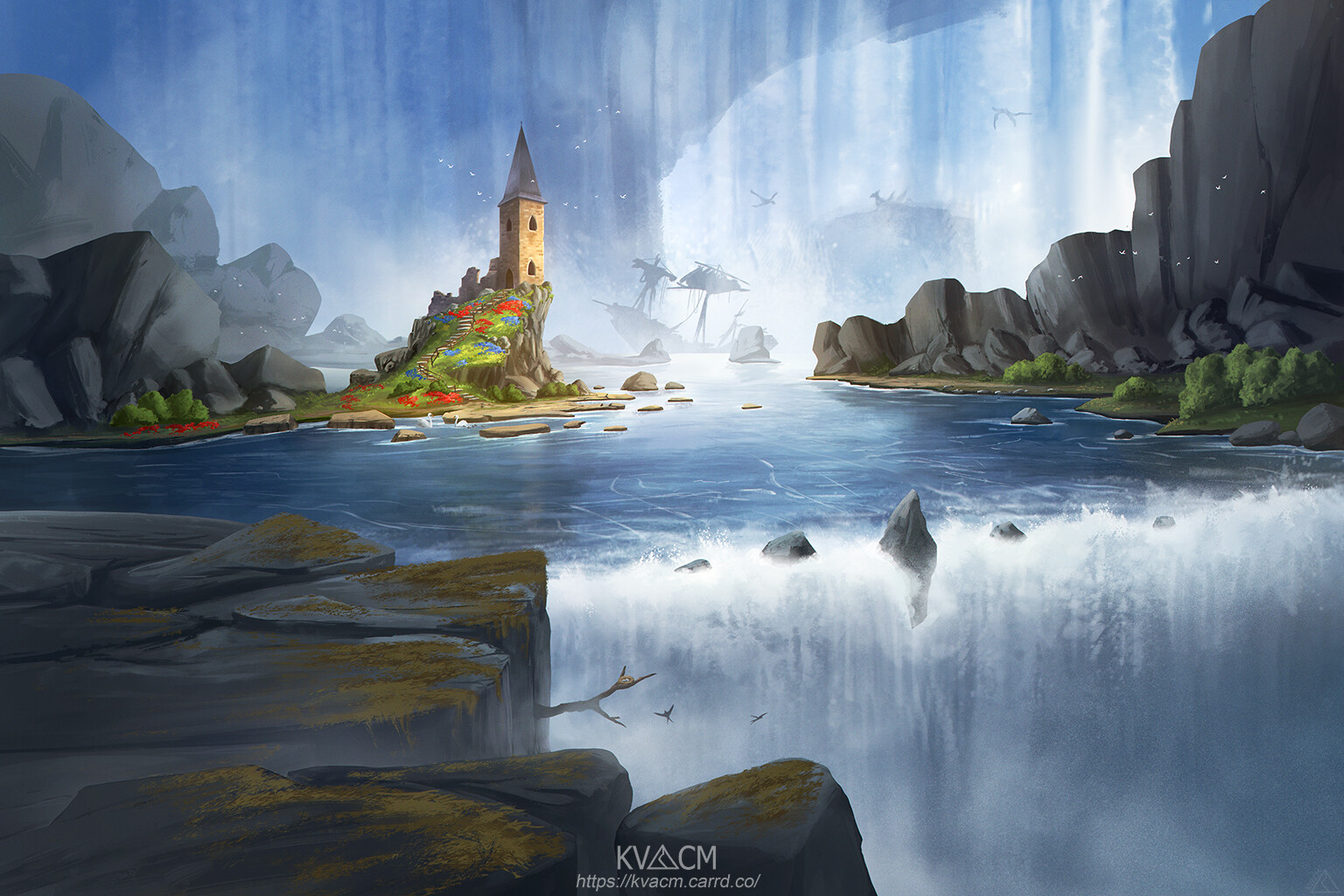 ArtStation - Dragon Waterfall