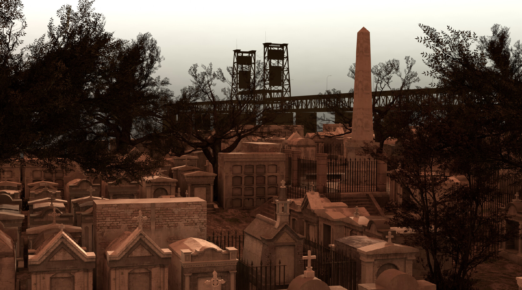 Kazovsky - Left 4 Dead 2 - View on the Cemetery recreated in Blender3D (E3)