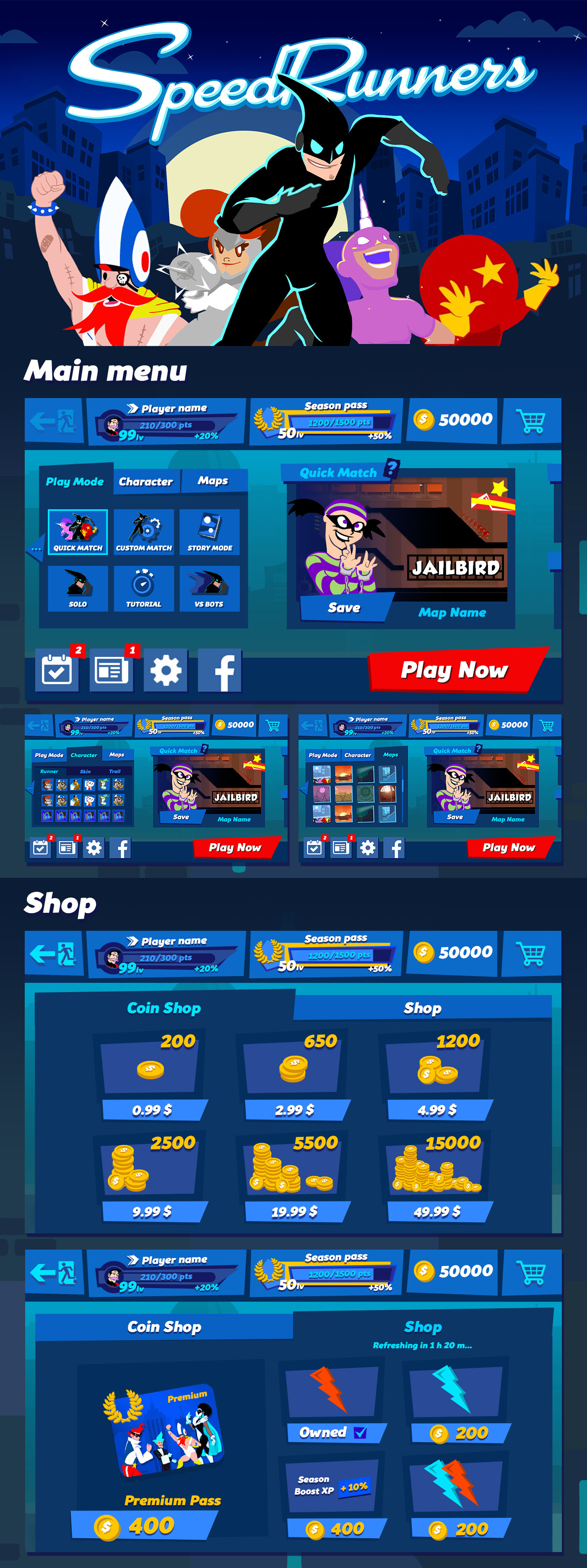 ArtStation - Speed Runners (Mobile) UI/UX