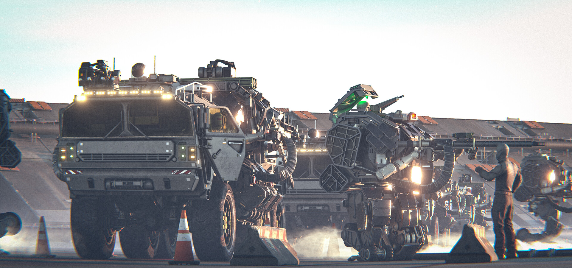 北陵重工的票票 - Mech carrier attack scene