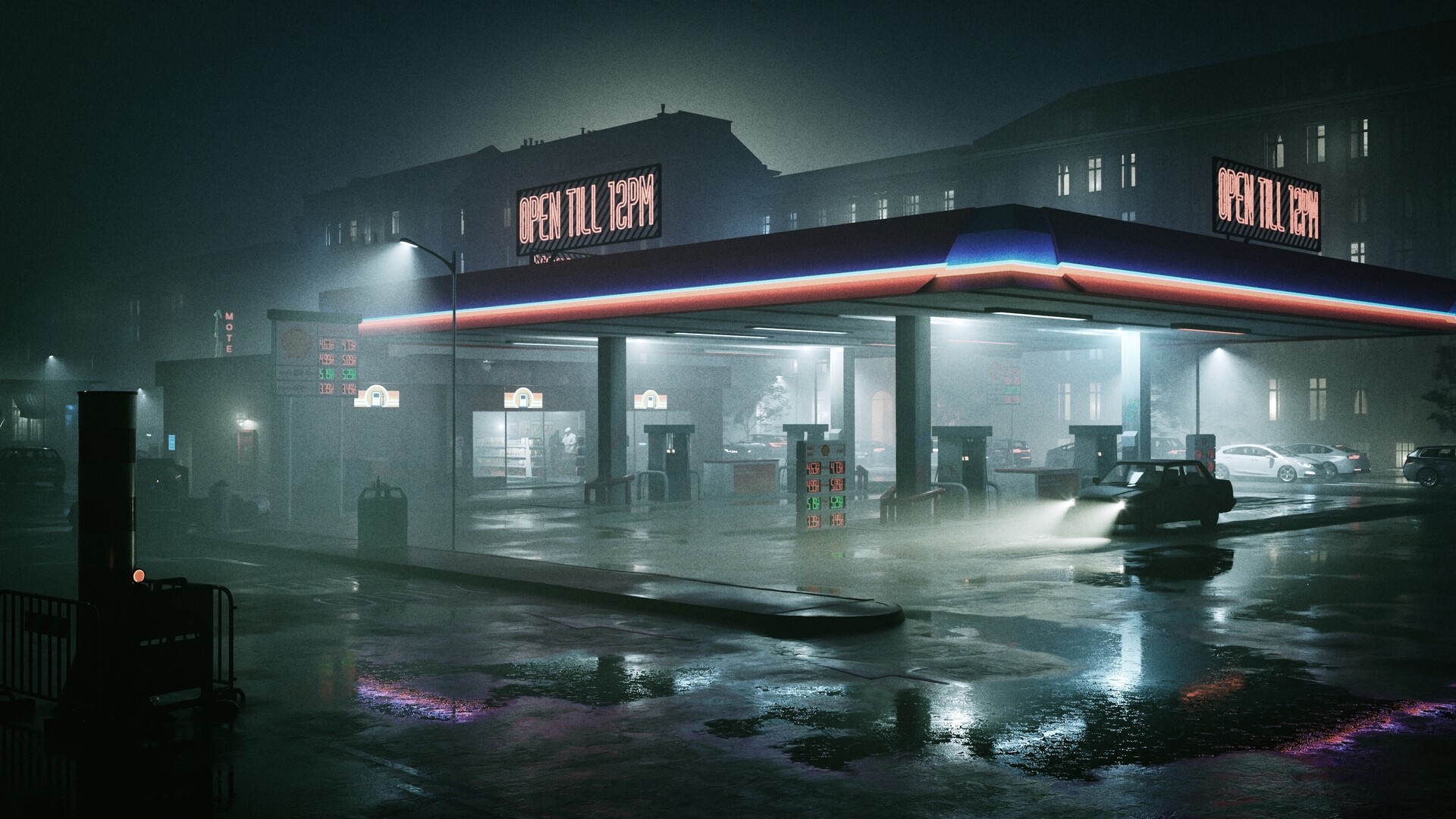 ArtStation - 4 versions of a Gas station