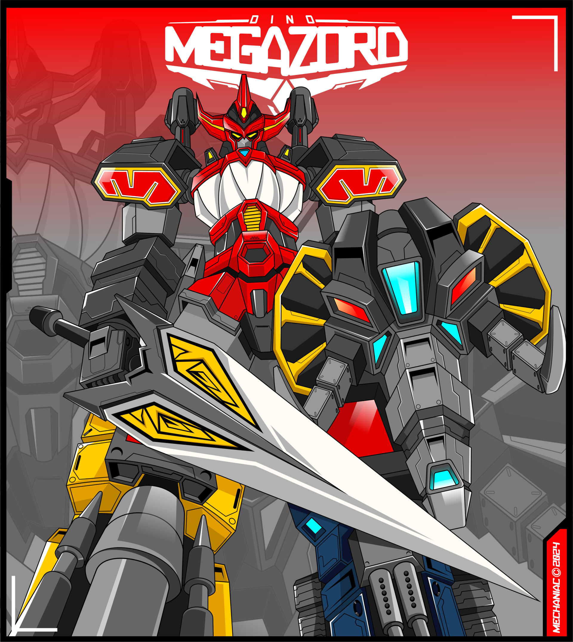 how to draw dino charge megazord