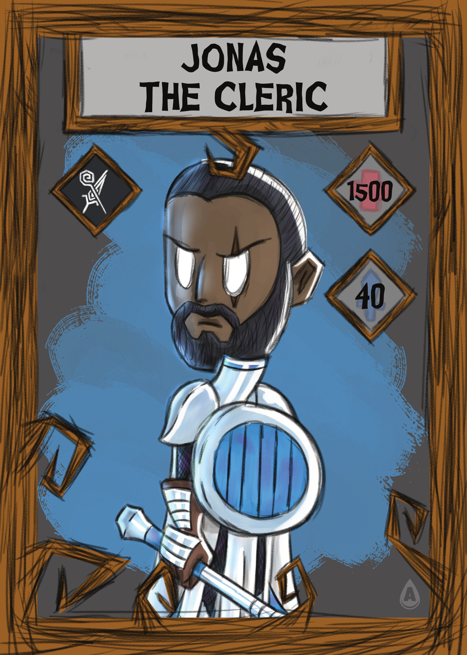 ArtStation - DarkToonTasy Trading Card Design 7 Jonas the cleric(Jonas the Cleric)