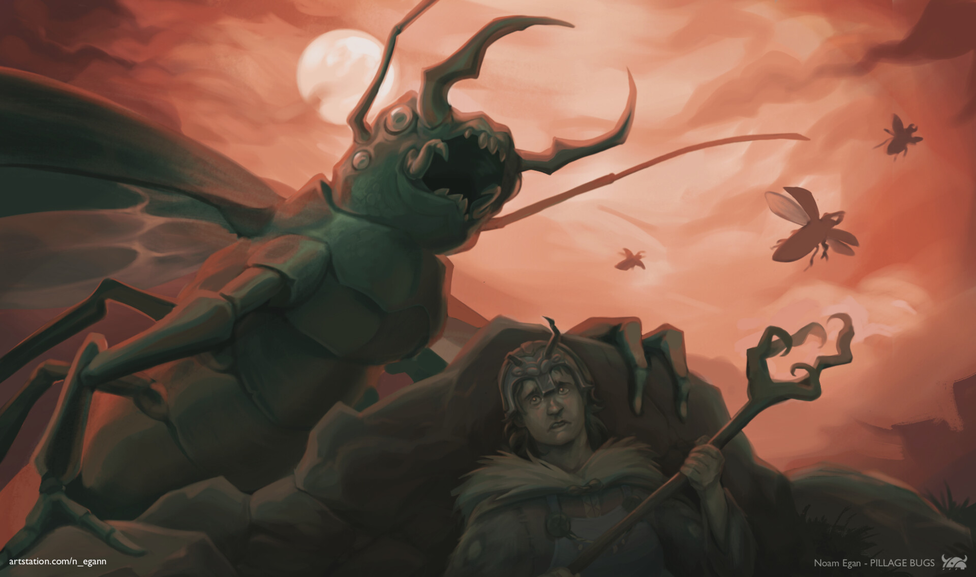 ArtStation - Pillage Bugs - Ebba encounters a very big bug