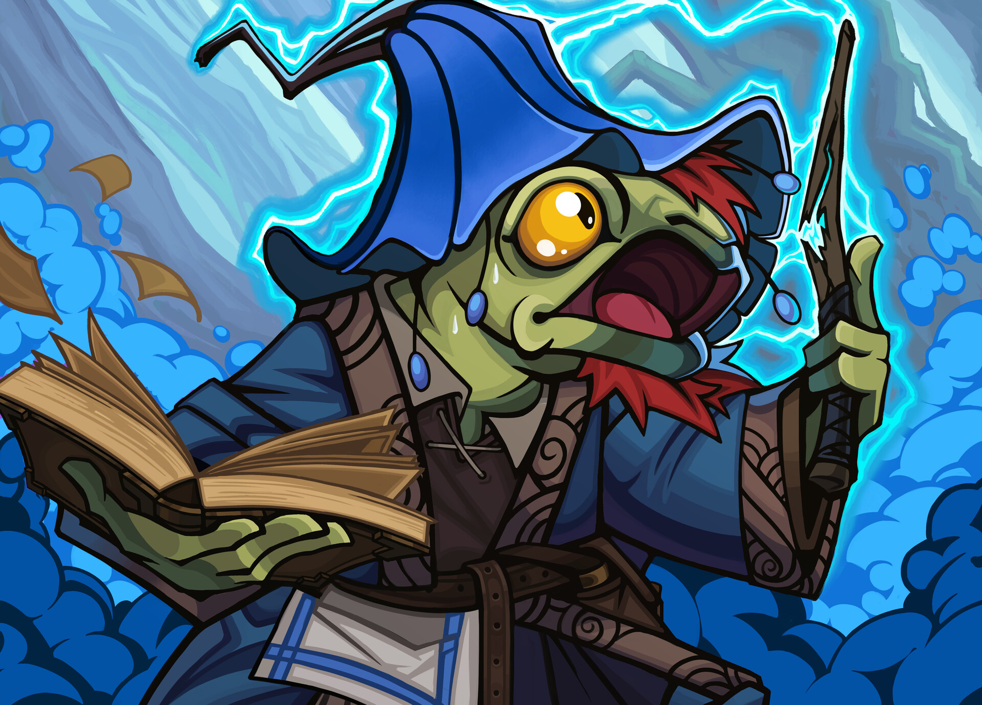 DigitalNewO - Workflow - "Flubs the Fool" custom MTG fan artwork