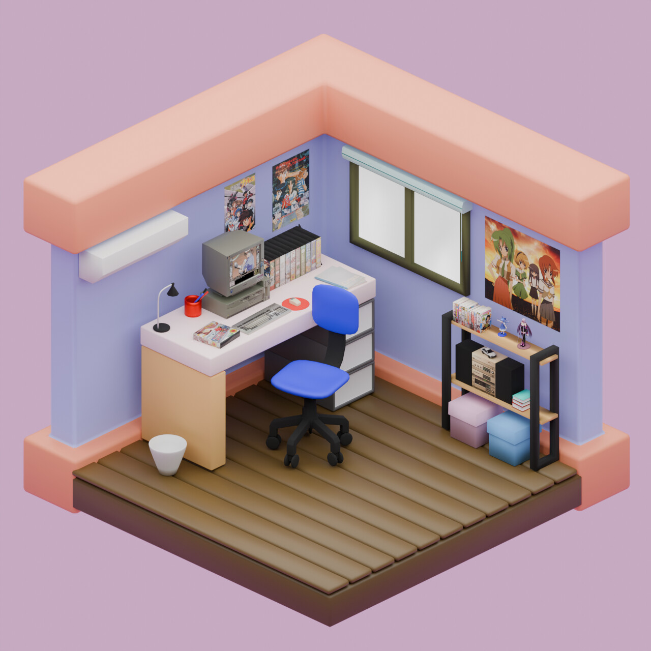 ArtStation - Isometric otaku room