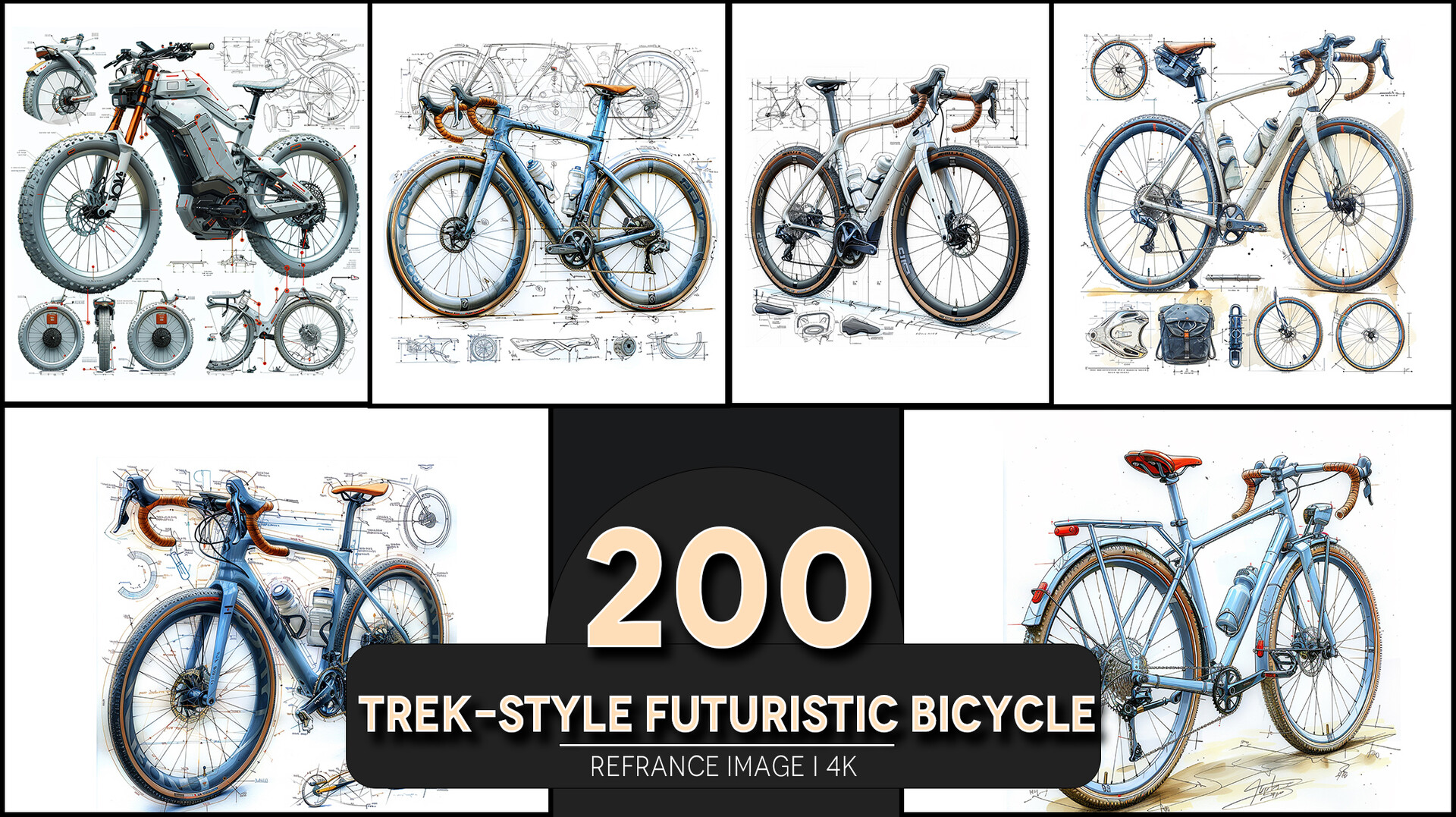Pixel Ref - Trek-style Futuristic Bicycle 4K Reference/Concept Images