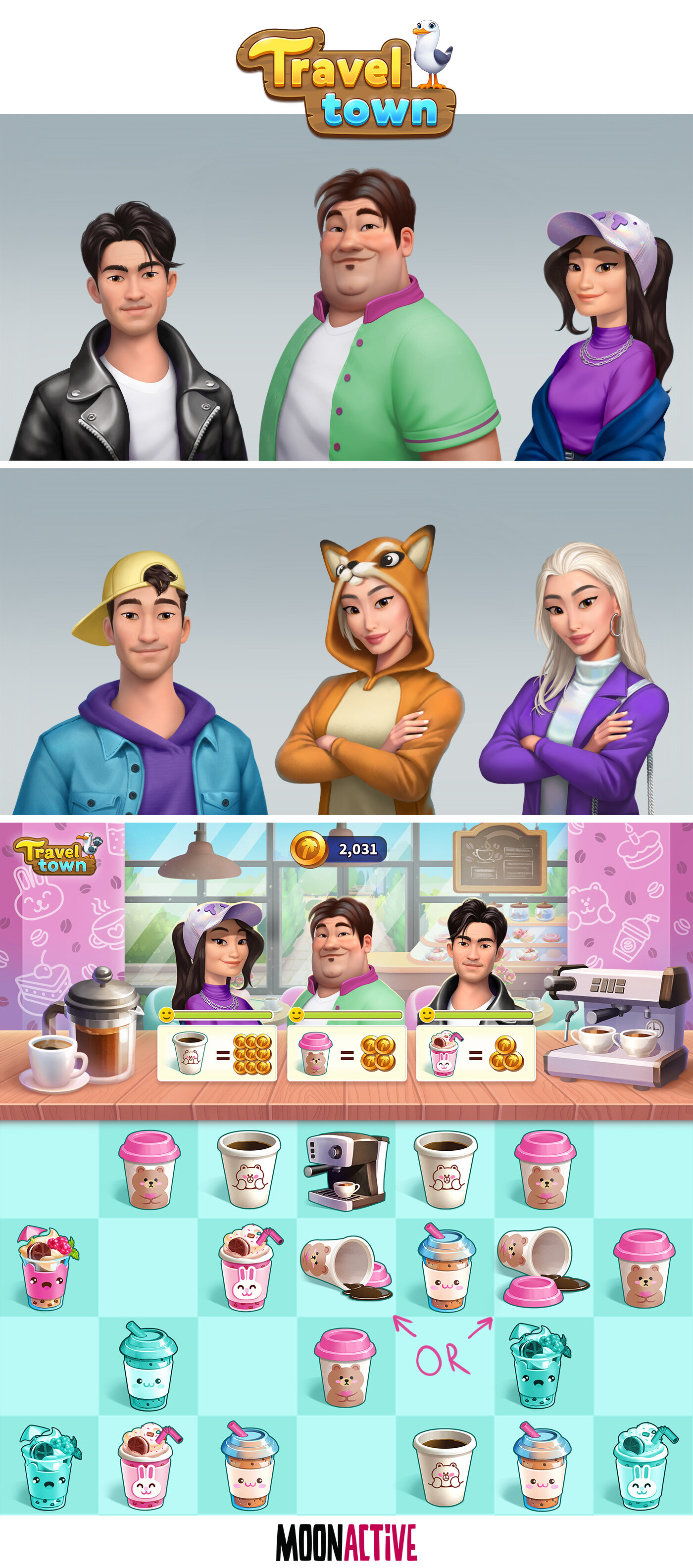 ArtStation - 2d Characters for the Korean audience (Travel Town)