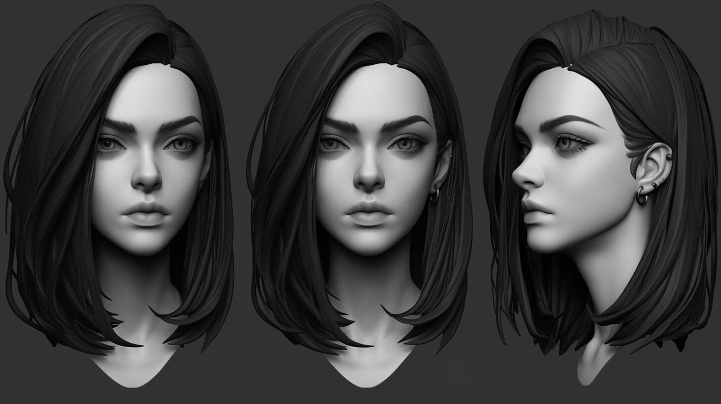 3D Head Sculpt References in 4K - Tika Art - +300 Mysterious Female ...