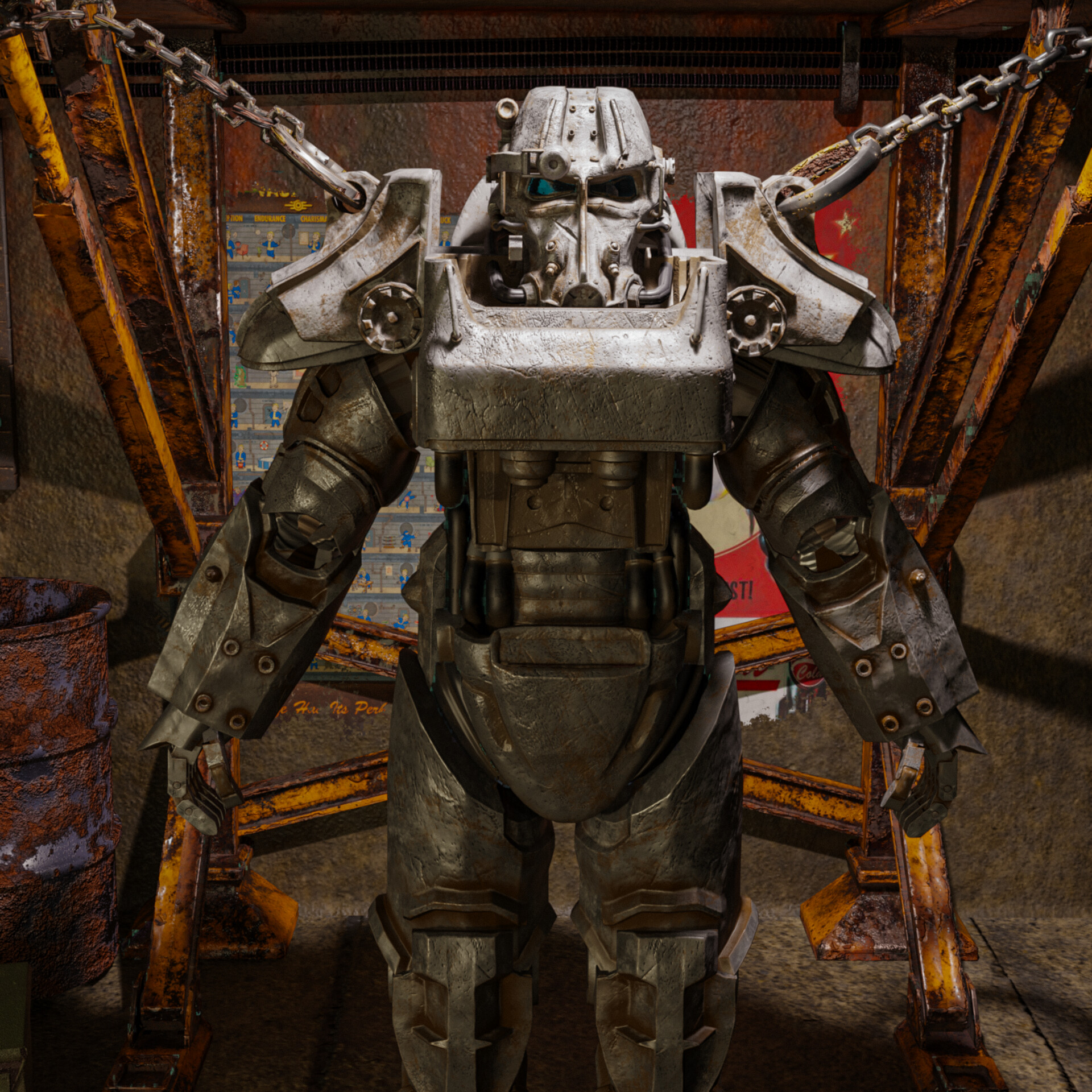 ArtStation - Fallout 4 Power Armor - Red Rocket Garage (Fan Art)