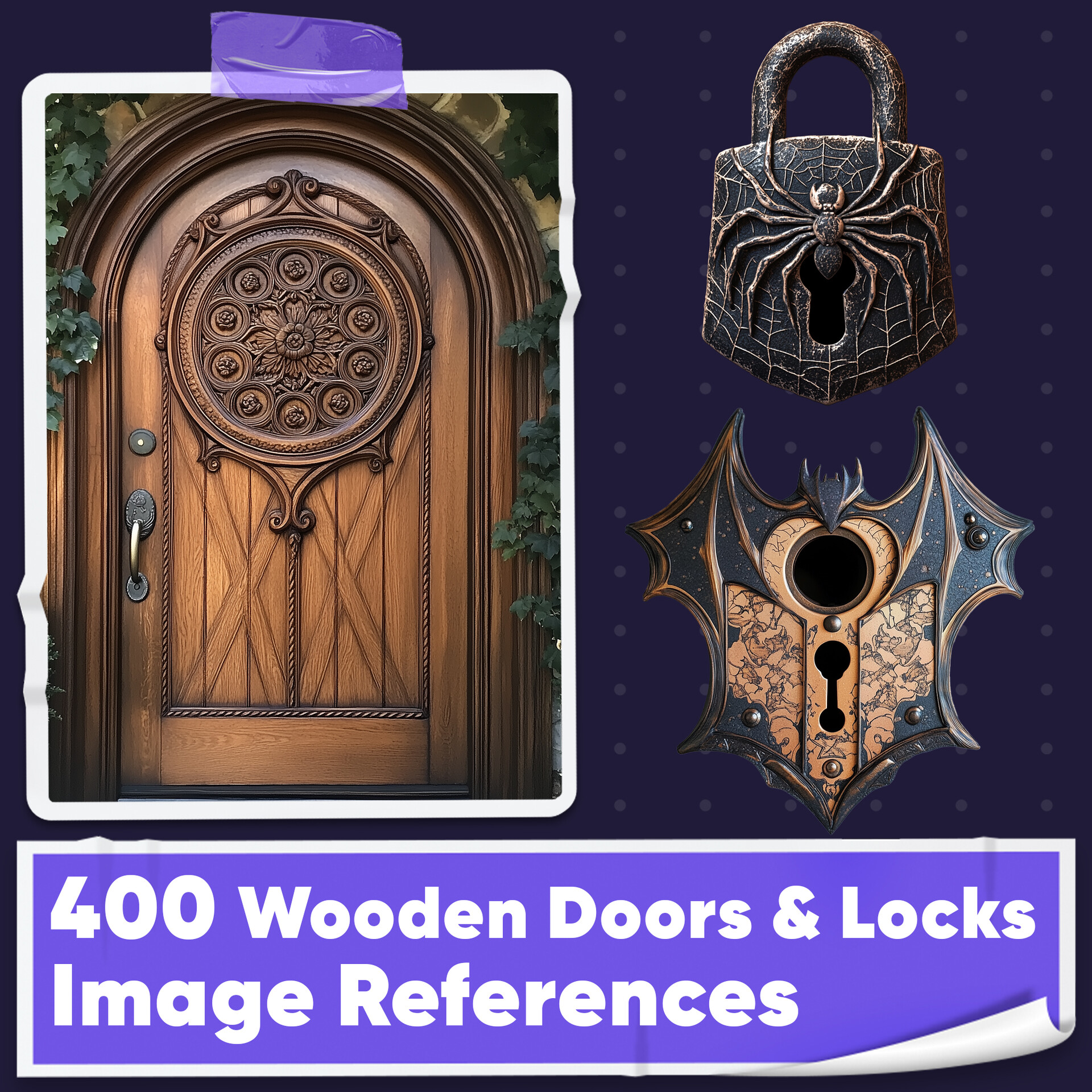 ArtStation - 400 Wooden Doors and Locks Image References - Vol 01