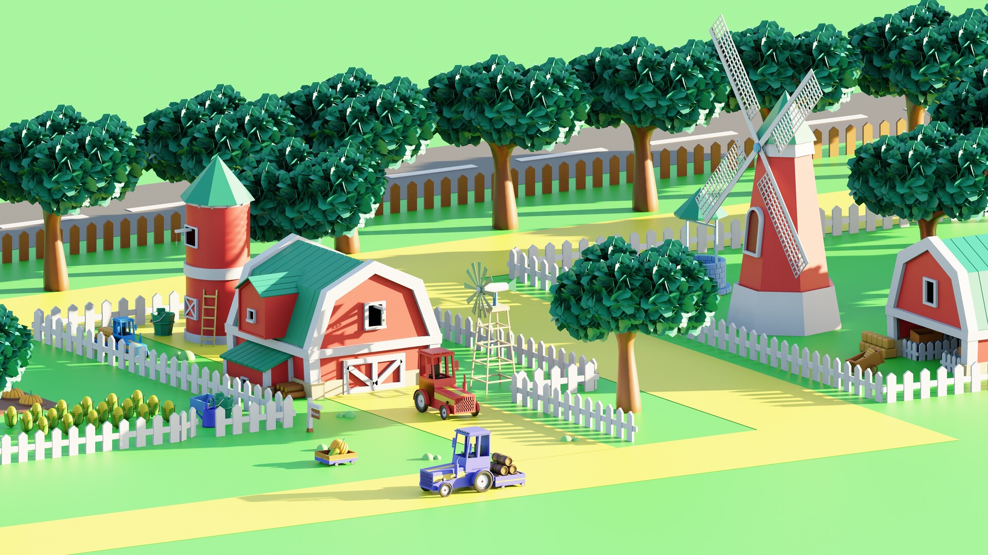 ArtStation - 3D Low Poly Farm