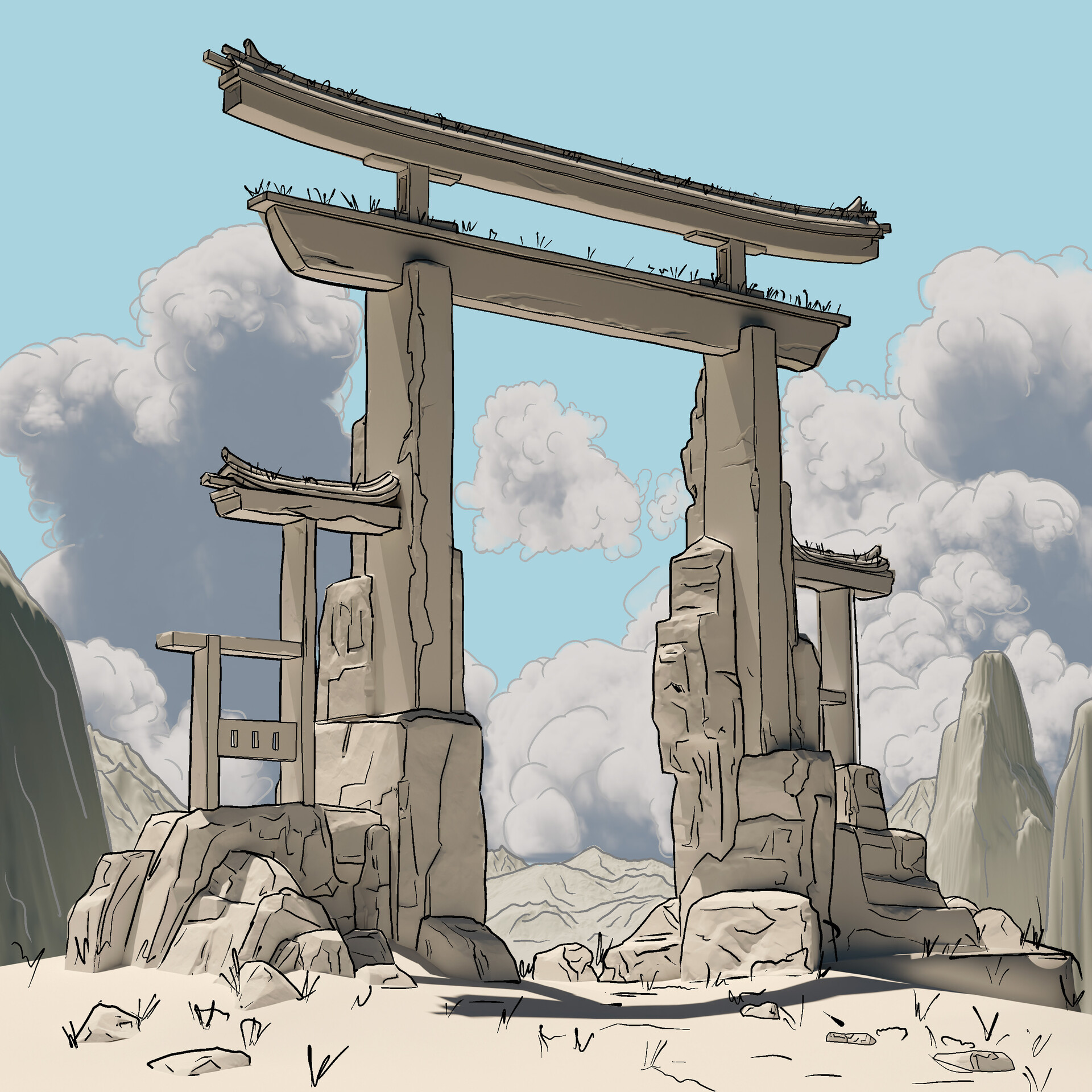 ArtStation - Torii Gate Modeling