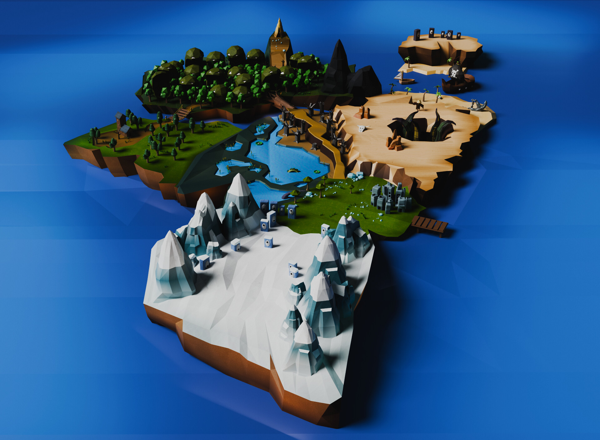 ArtStation - Diverse Biomes Island – Low-Poly World
