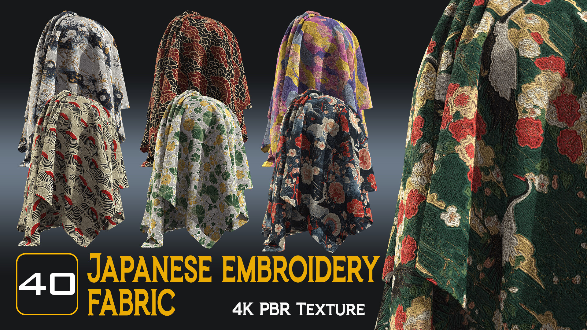 ArtStation - Japanese embroidery fabric
